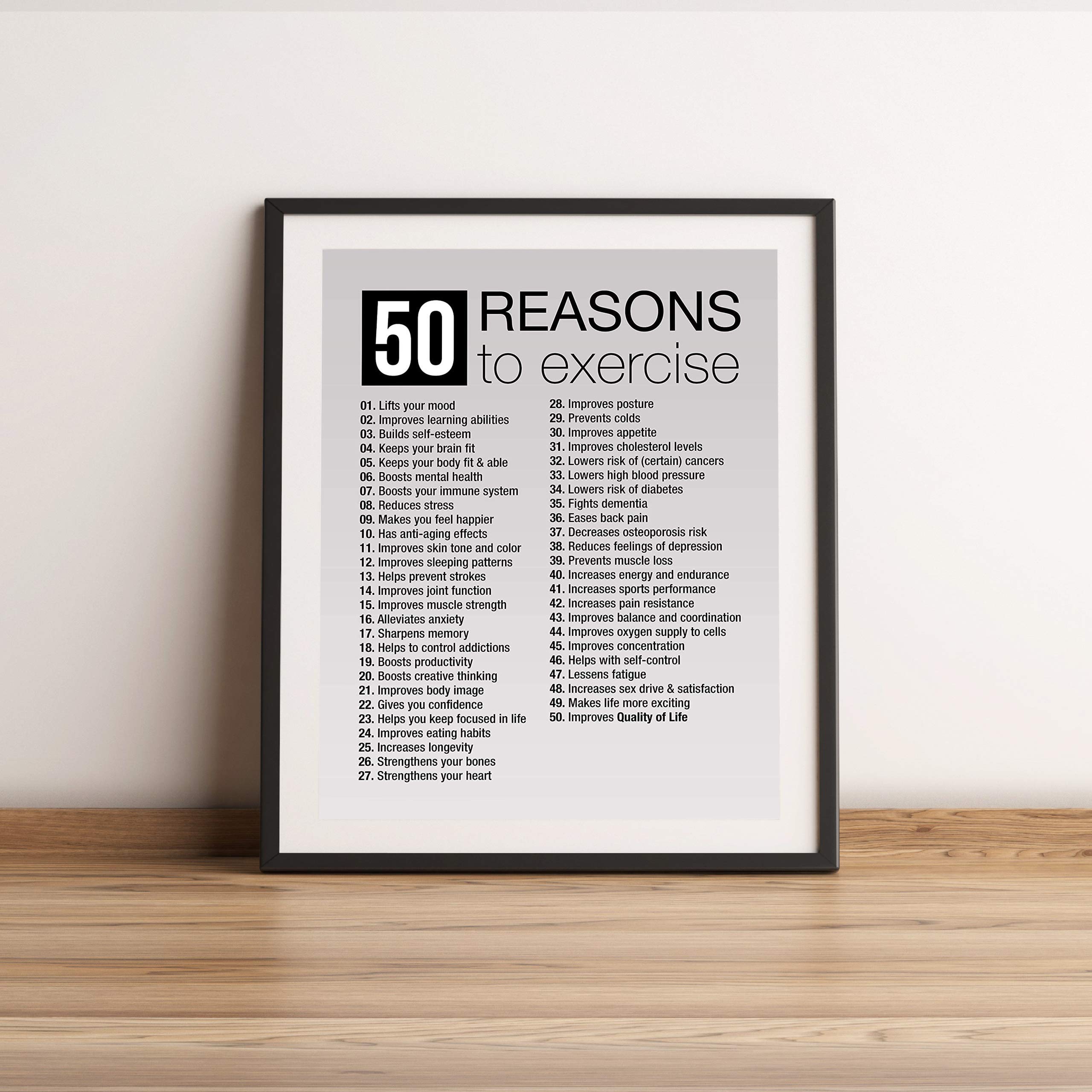 Buy "50 Reasons to Exercise" Motivational Quotes Exercise Wall Sign -11 ...