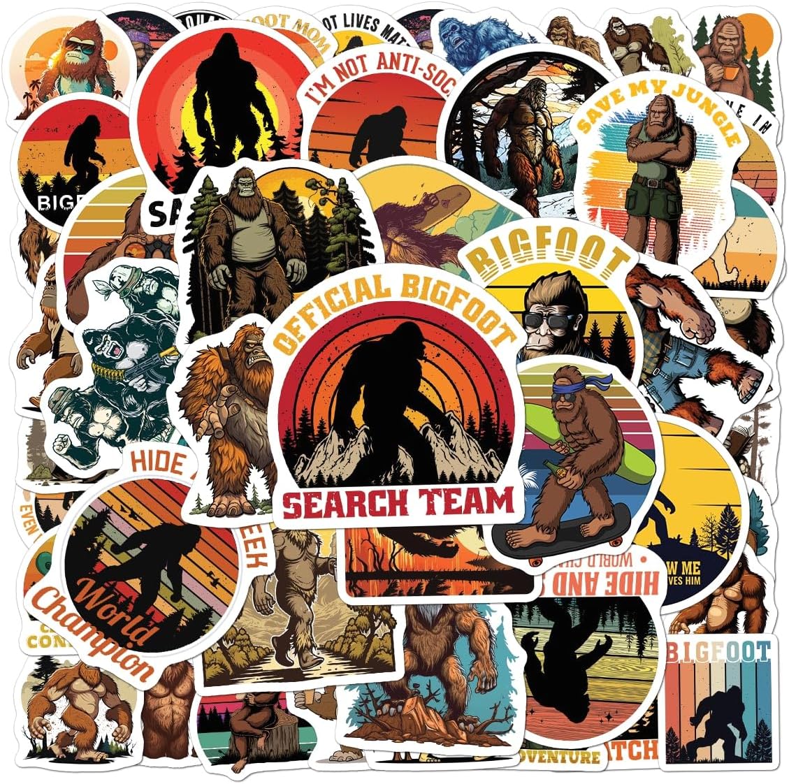 Amazon.com: HJHLYYANM Bigfoot Stickers, 100Pcs Waterproof PVC Decals ...