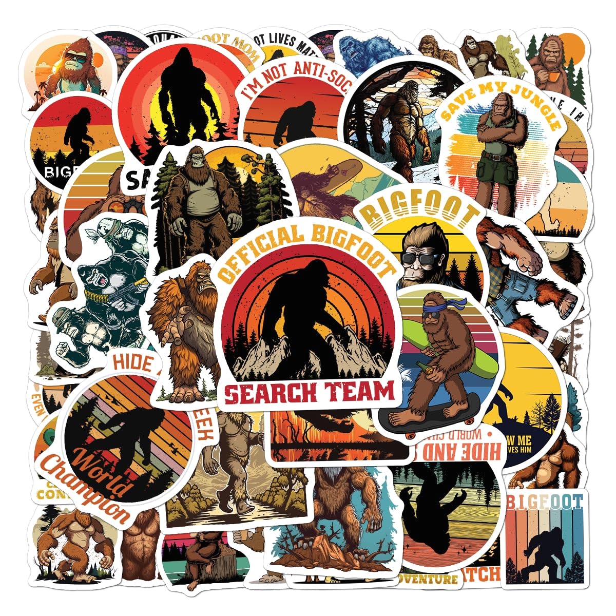 Amazon.com: Pack 50 Pcs Bigfoot Stickers for Water Bottles Waterproof ...