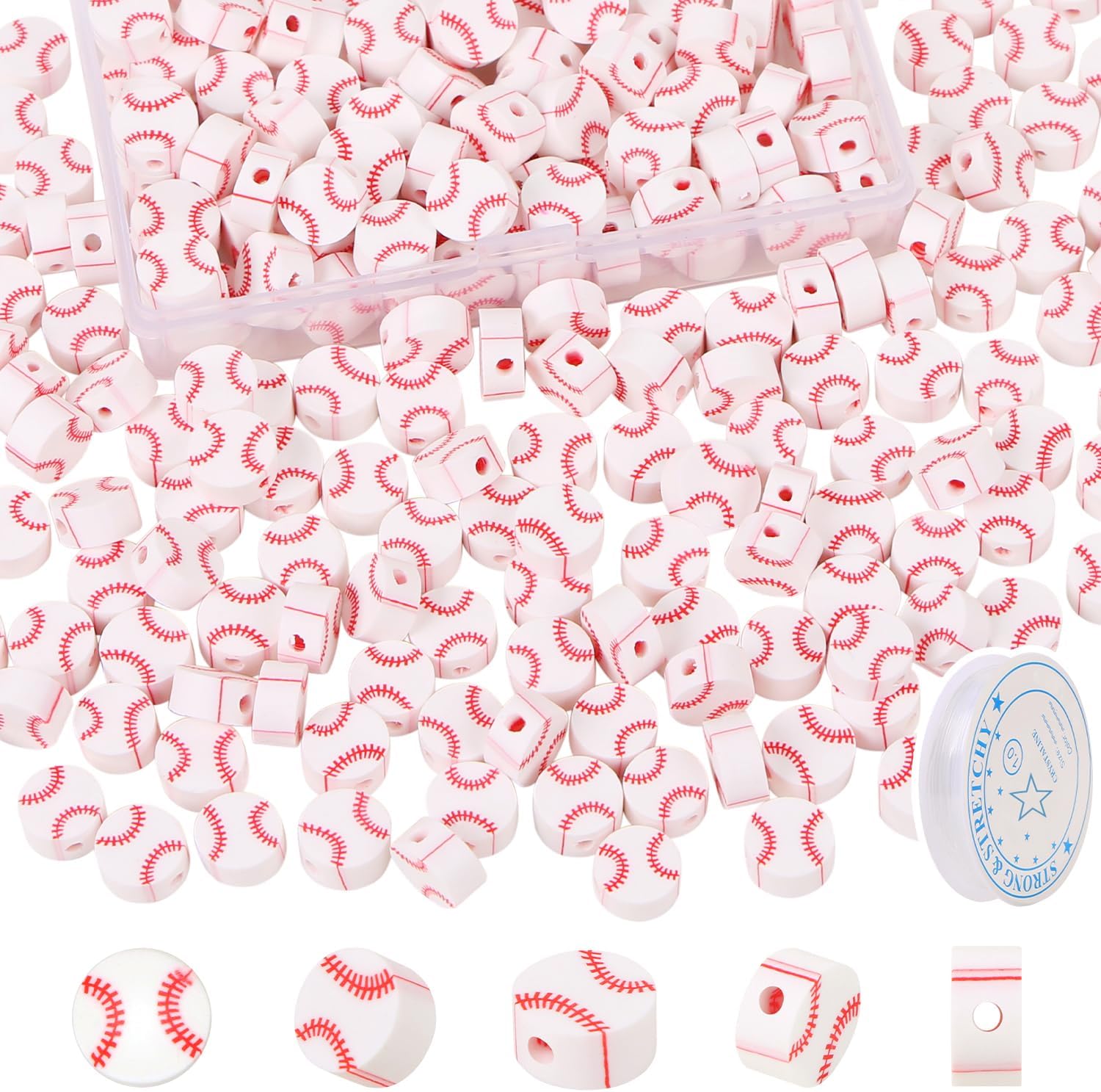 Amazon.com: CCOZN 100 Pcs Baseball Beads for Jewelry Making, Polymer ...
