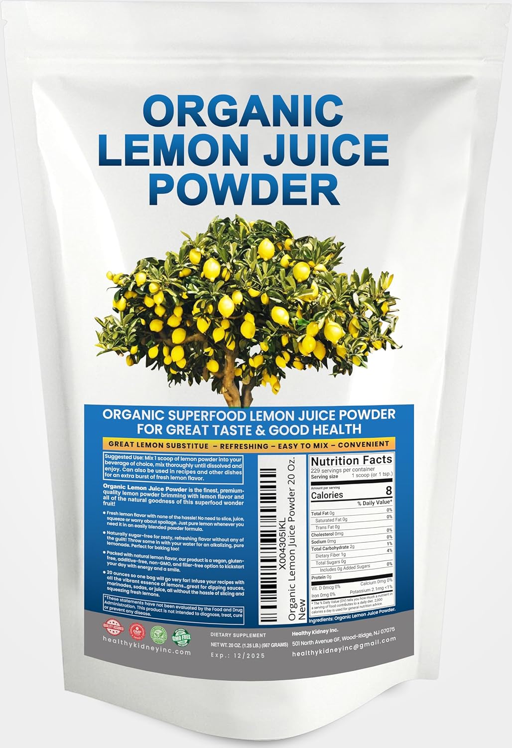 Amazon.com: Organic Lemon Juice Powder 20oz Real Lemon Juice Taste ...