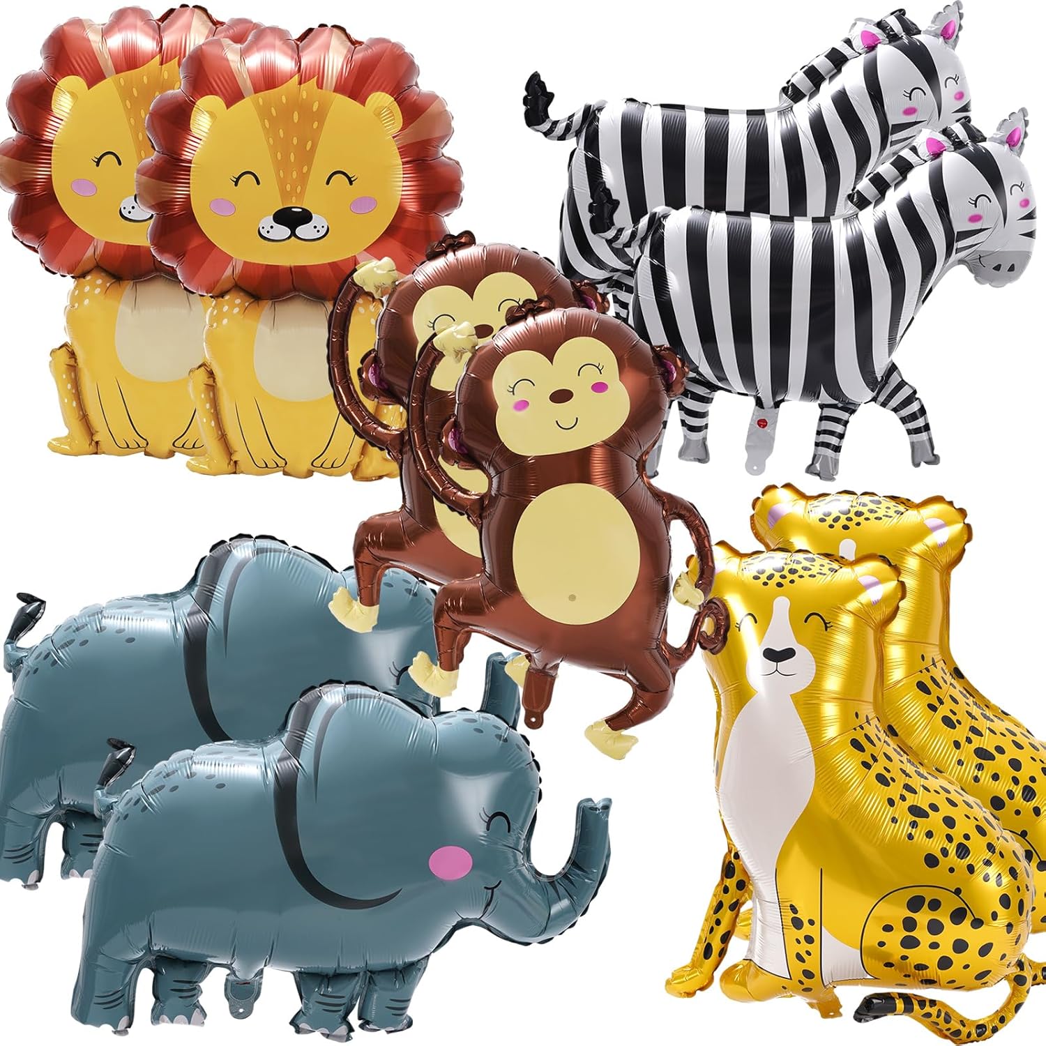 Amazon.com: Whaline 10Pcs Jungle Animal Balloons Lion Monkey Elephant ...