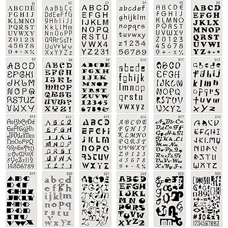 BLMHTWO 24 Pieces Letter Stencils, Stencils for Crafts Reusable ...