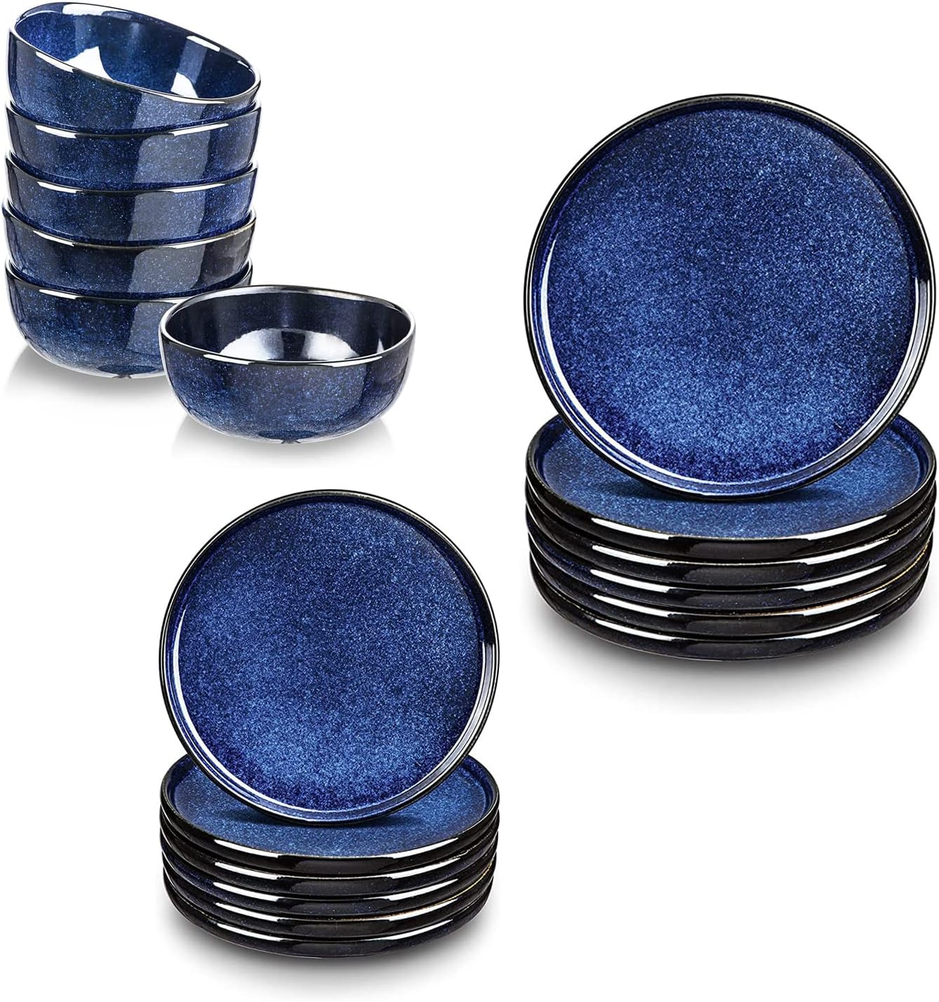Amazon.com | 18-Piece Ceramic Dinnerware Set for 6, Vicrays Kitchen Dinnerware Set, Dinner ...