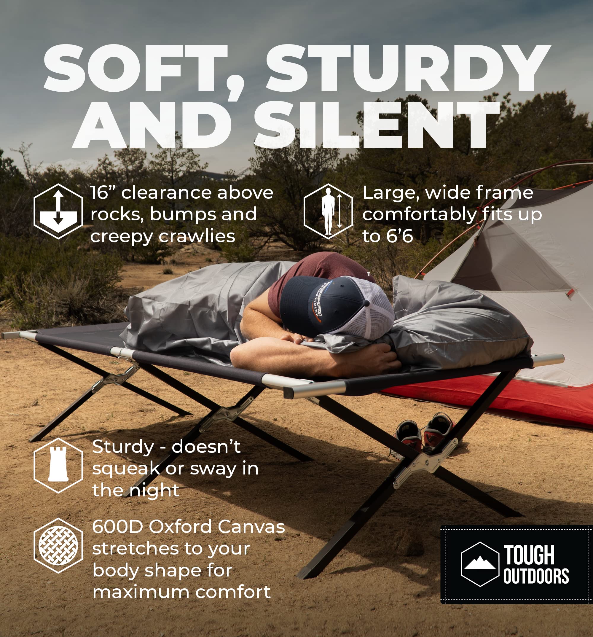 Snapklik.com : Tough Outdoors Camping Cot For Adults- Folding Sleeping ...