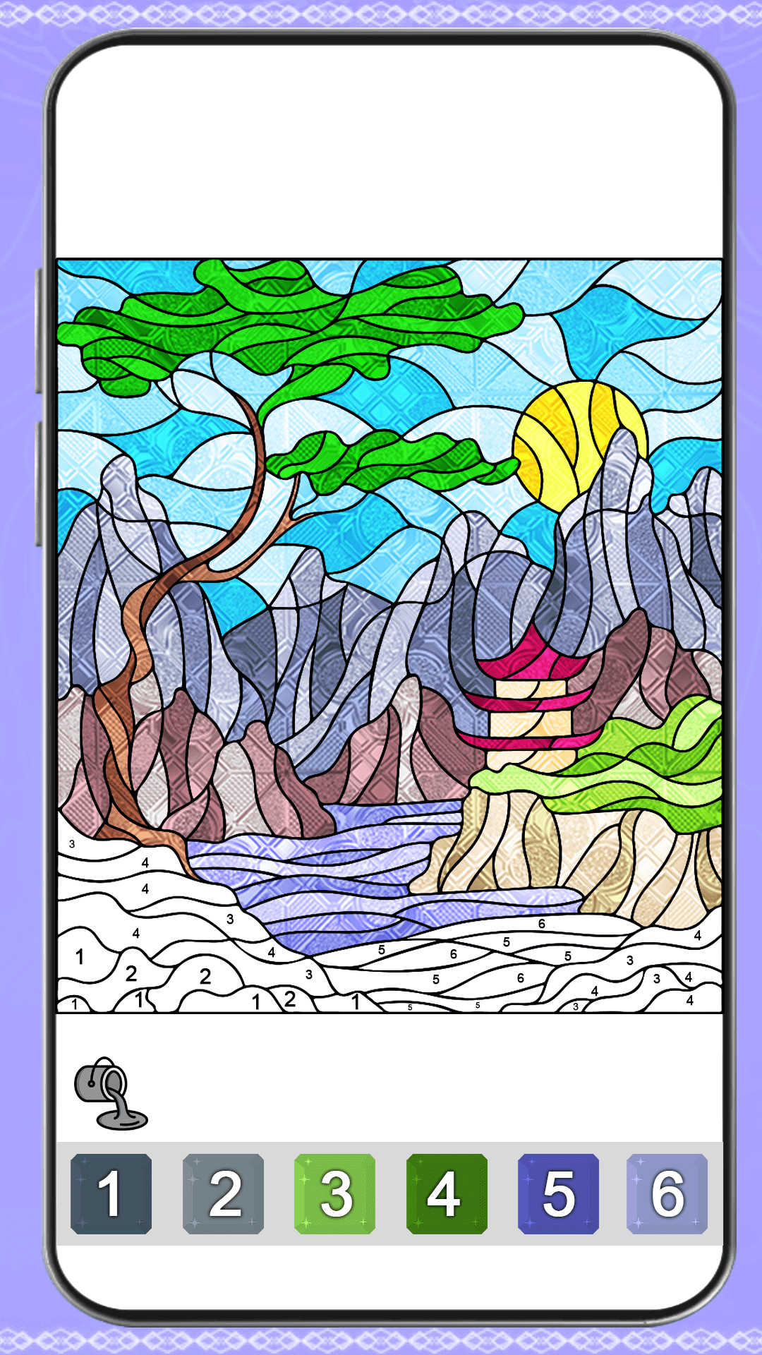 Stained Glass Window Painting : Color By Number - Coloring Games For ...