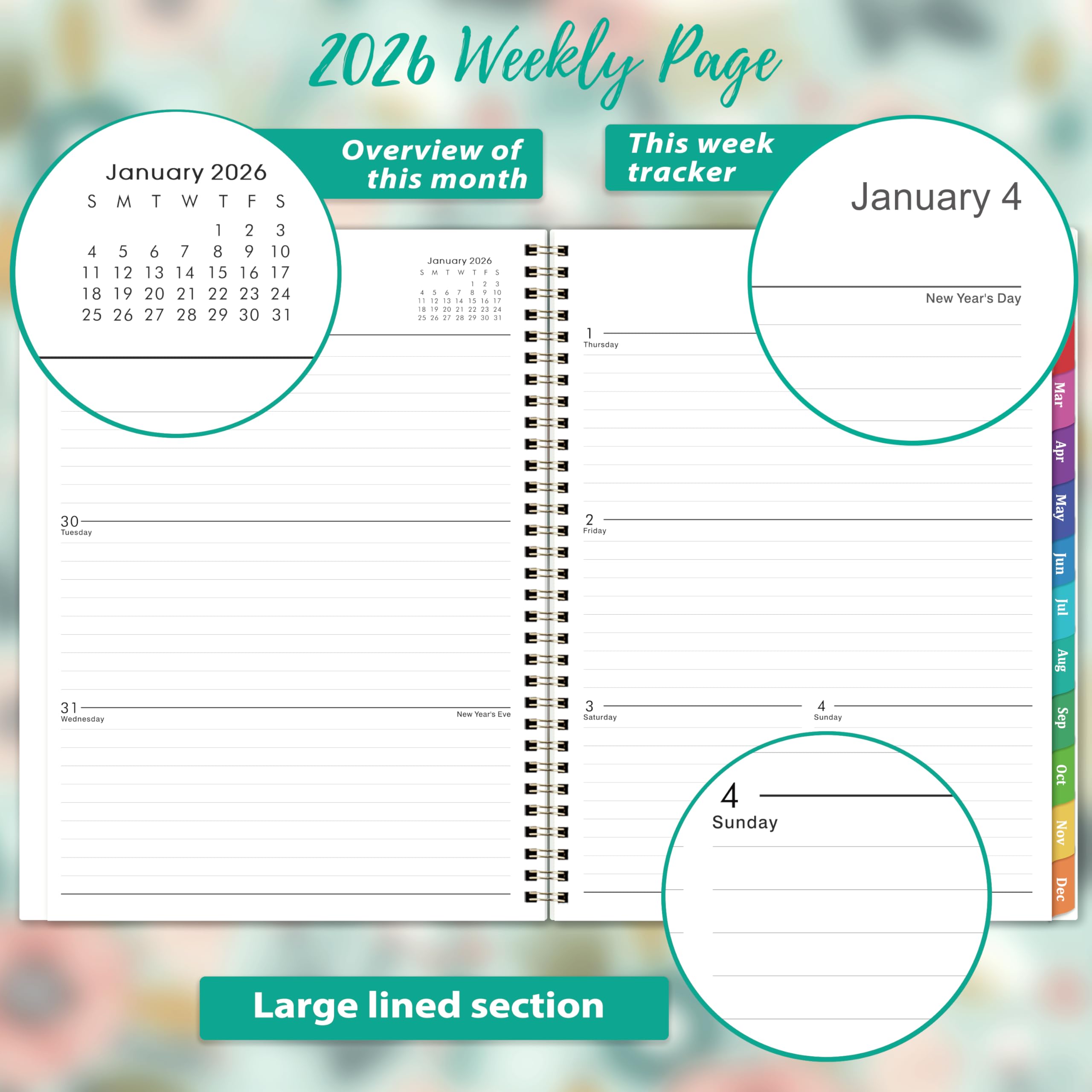 Snapklik.com : 2026 Planner - 2026 Planner Weekly And Monthly, Jan.2026 ...