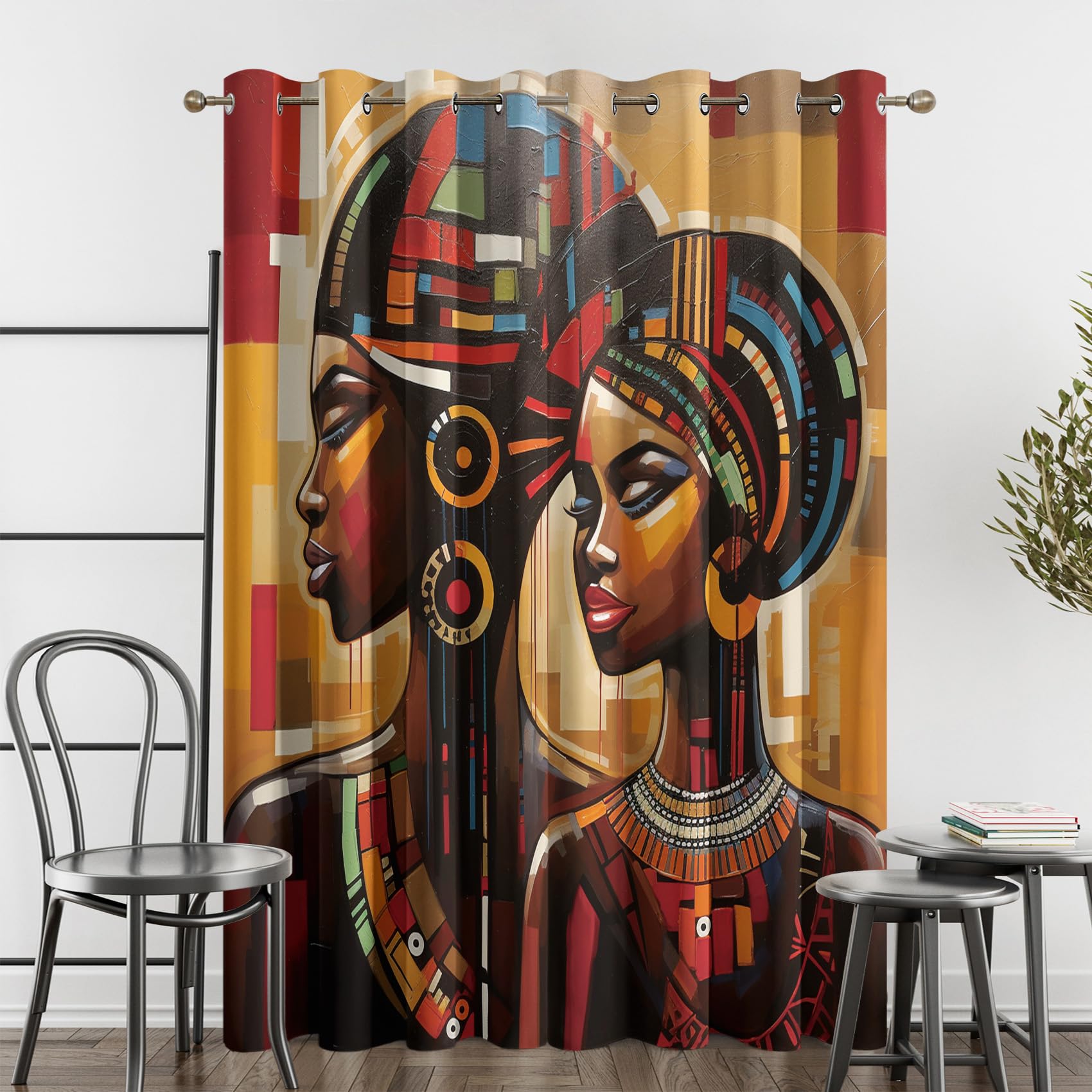 Afro Black Art Curtains, African American Tribal Blackout Curtains for ...