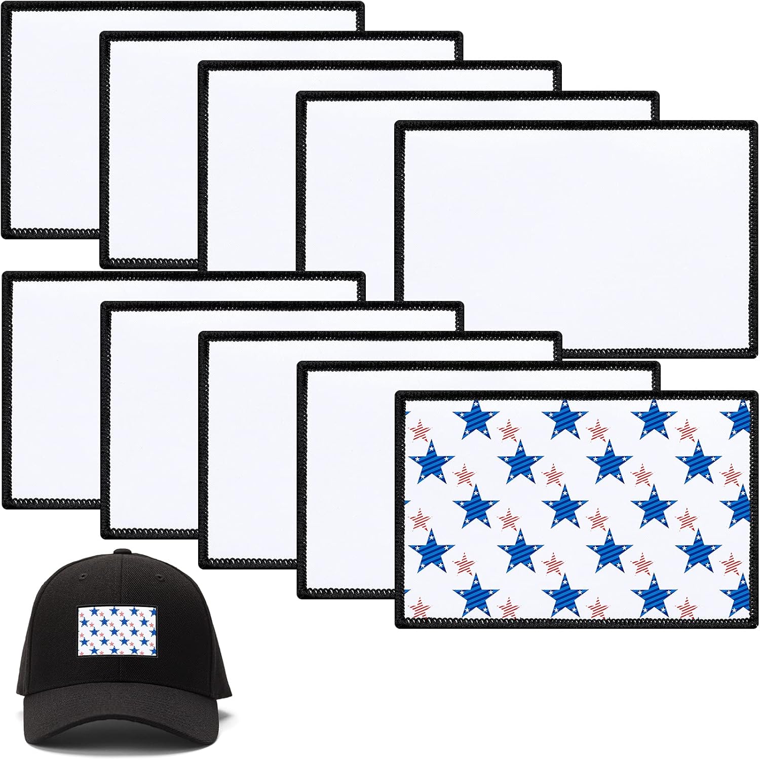 Amazon.com: 10 Sheets Blank White Sublimation Patches Heat Transfer Patches for Sticking on Hat ...