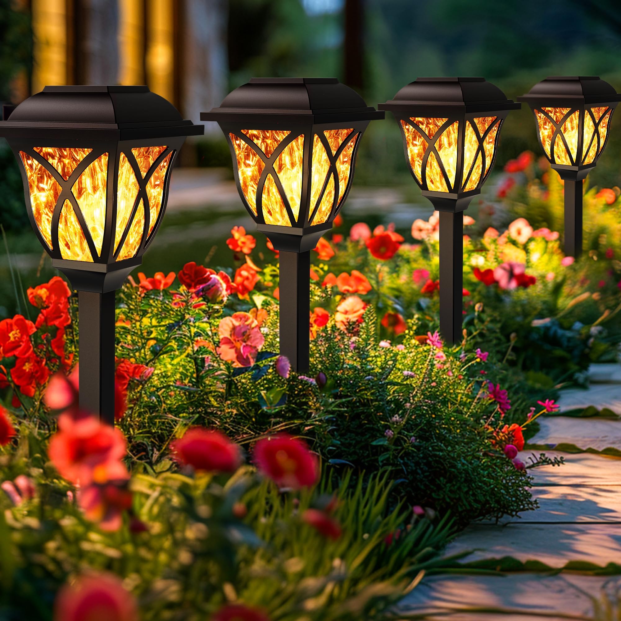 GIGALUMI Solar Lights Outdoor Garden, 6 Pack LED Garden Solar Lights ...