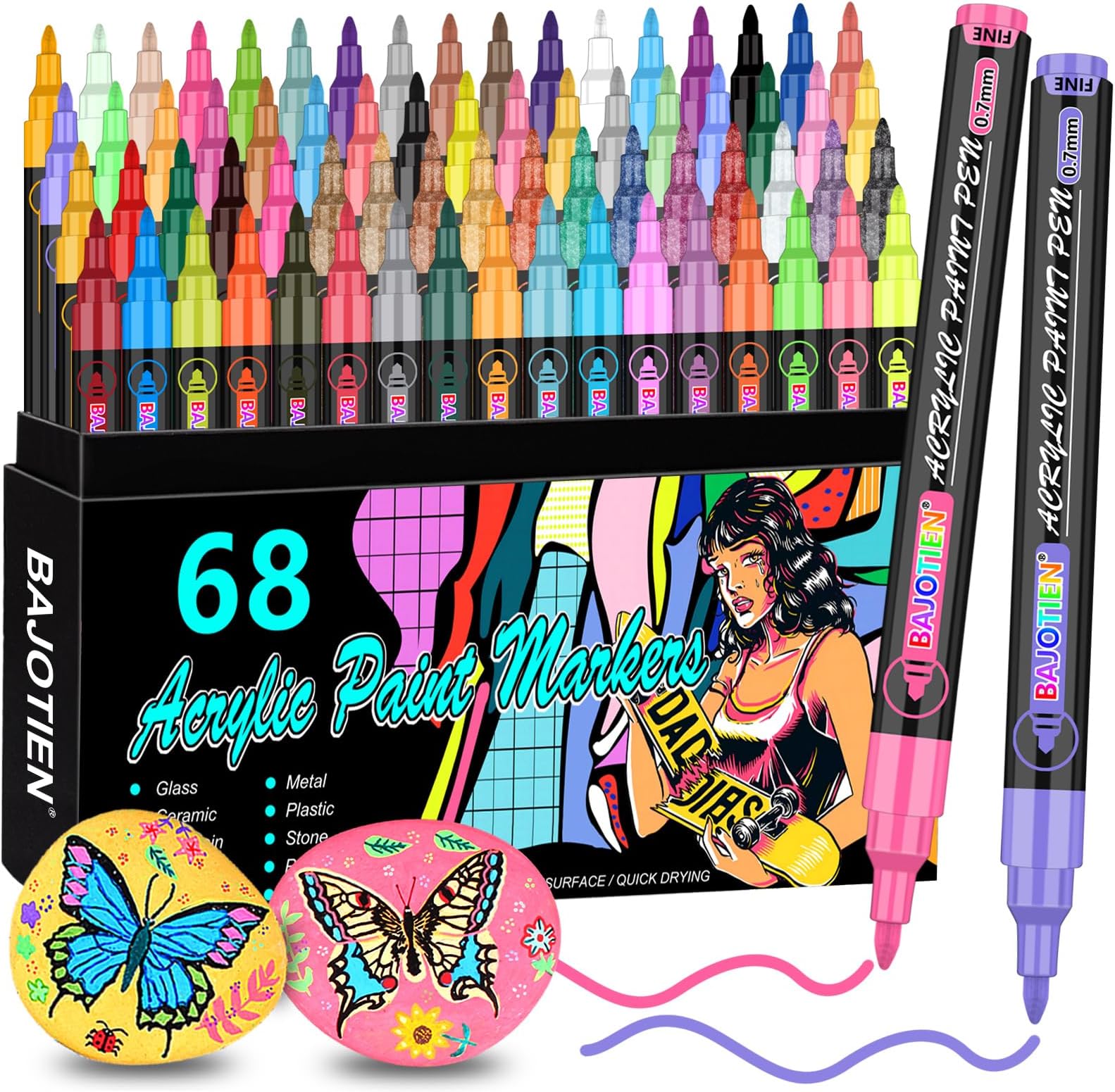 Amazon.com: RESTLY Acrylic Paint Pens, 60 Colors Acrylic Paint Marker ...