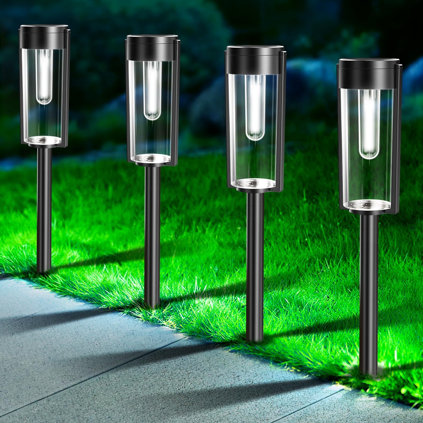 LETMY Solar Pathway Lights Outdoor, 8 Pack Solar Outdoor Lights, IP65 ...
