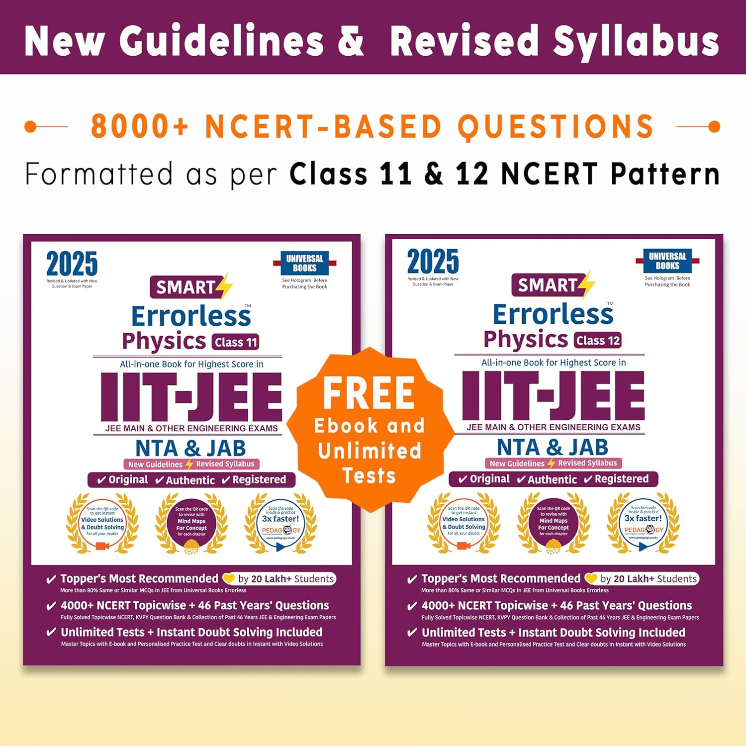 Buy Smart Errorless Physics JEE 2025 Class 11 & 12 - NCERT Based | 8000 ...