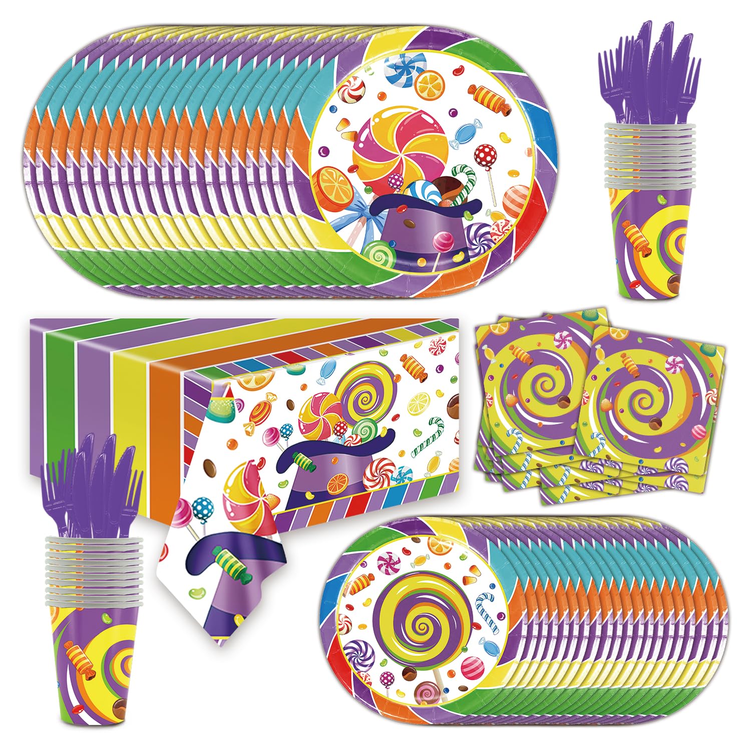 Amazon.com: 141Pcs Chocolate Candy Birthday Decorations Plate Include ...