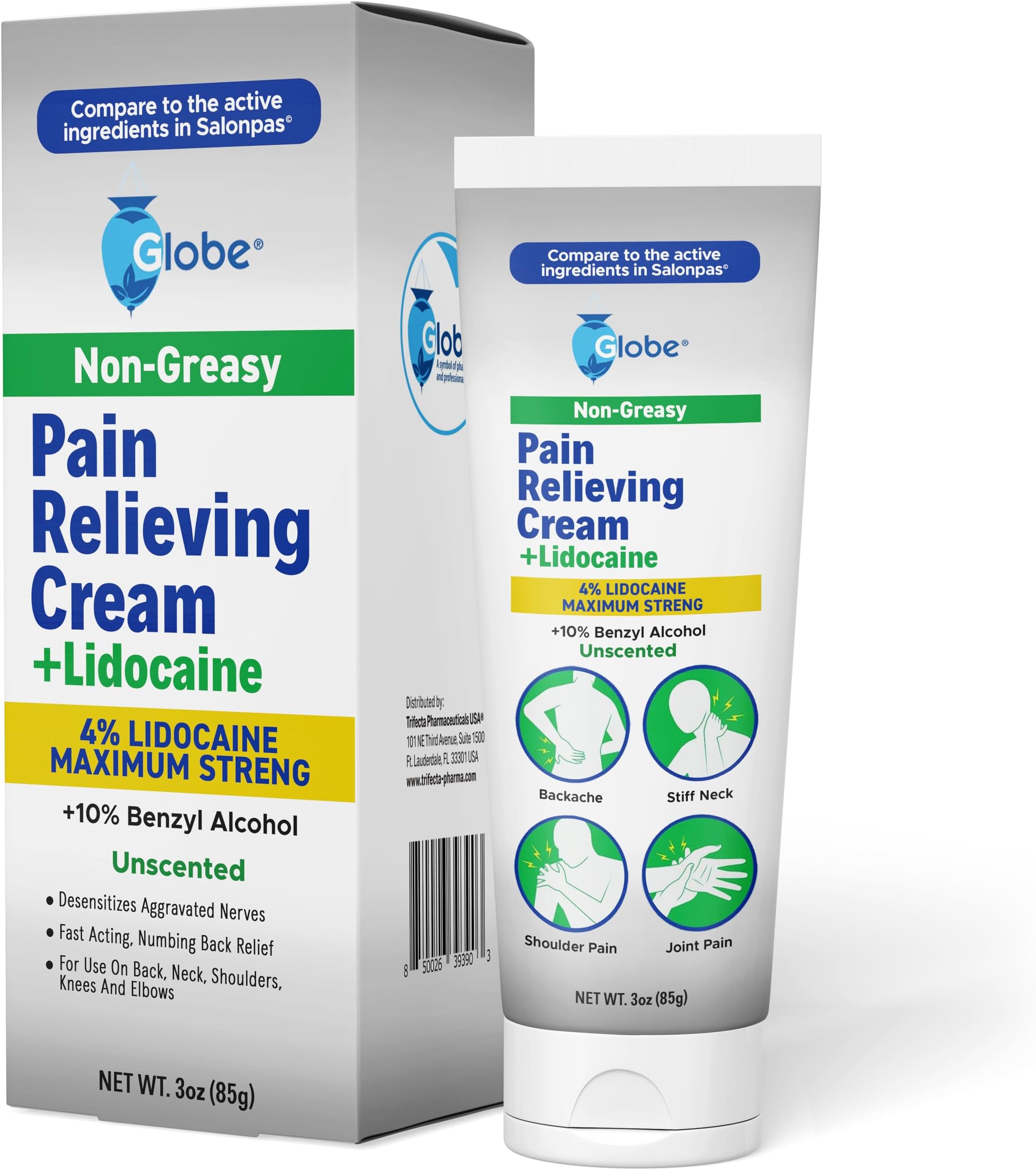 Amazon.com: Globe (2 Pack Lidocaine 4% Multi-Symptom Relief Cream 1.75 ...