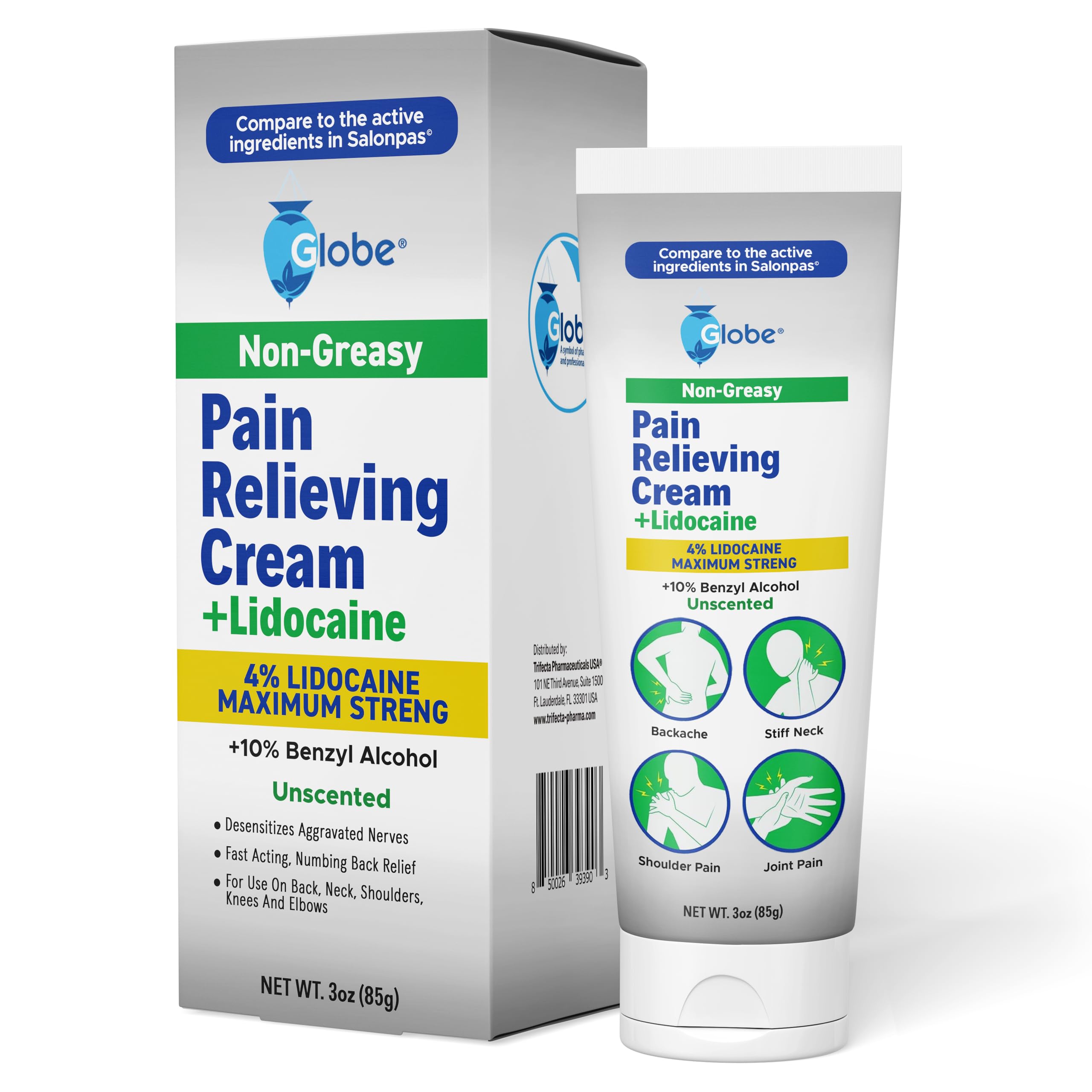 Amazon.com: Globe Pain Relieving Cream Plus 4% Lidocaine, Maximum ...