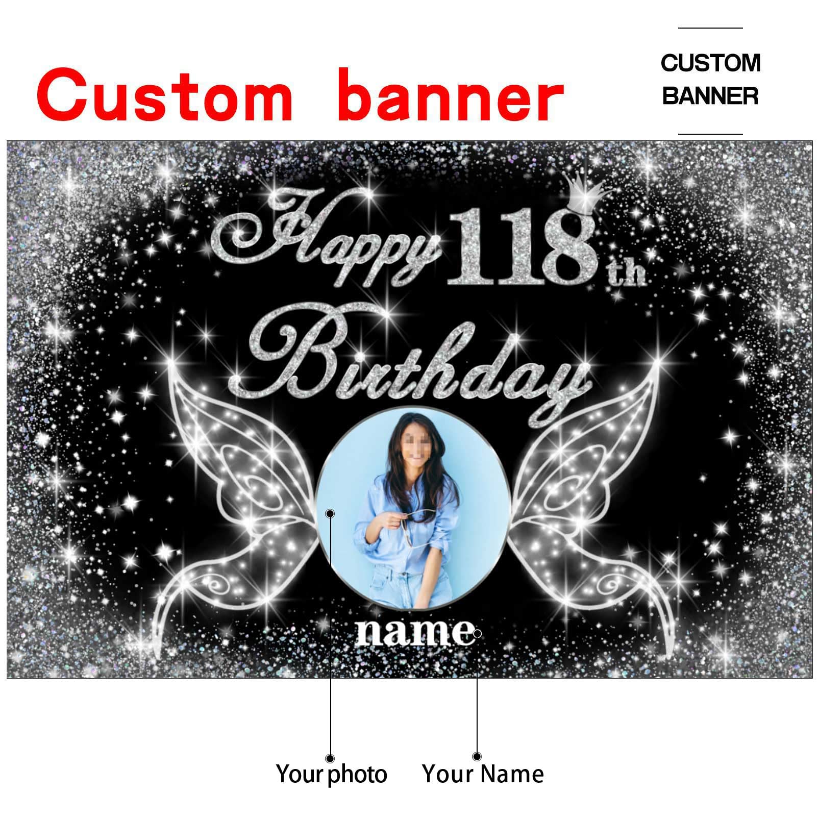 Snapklik.com : Custom Happy 118th Birthday Party Decoration Banner