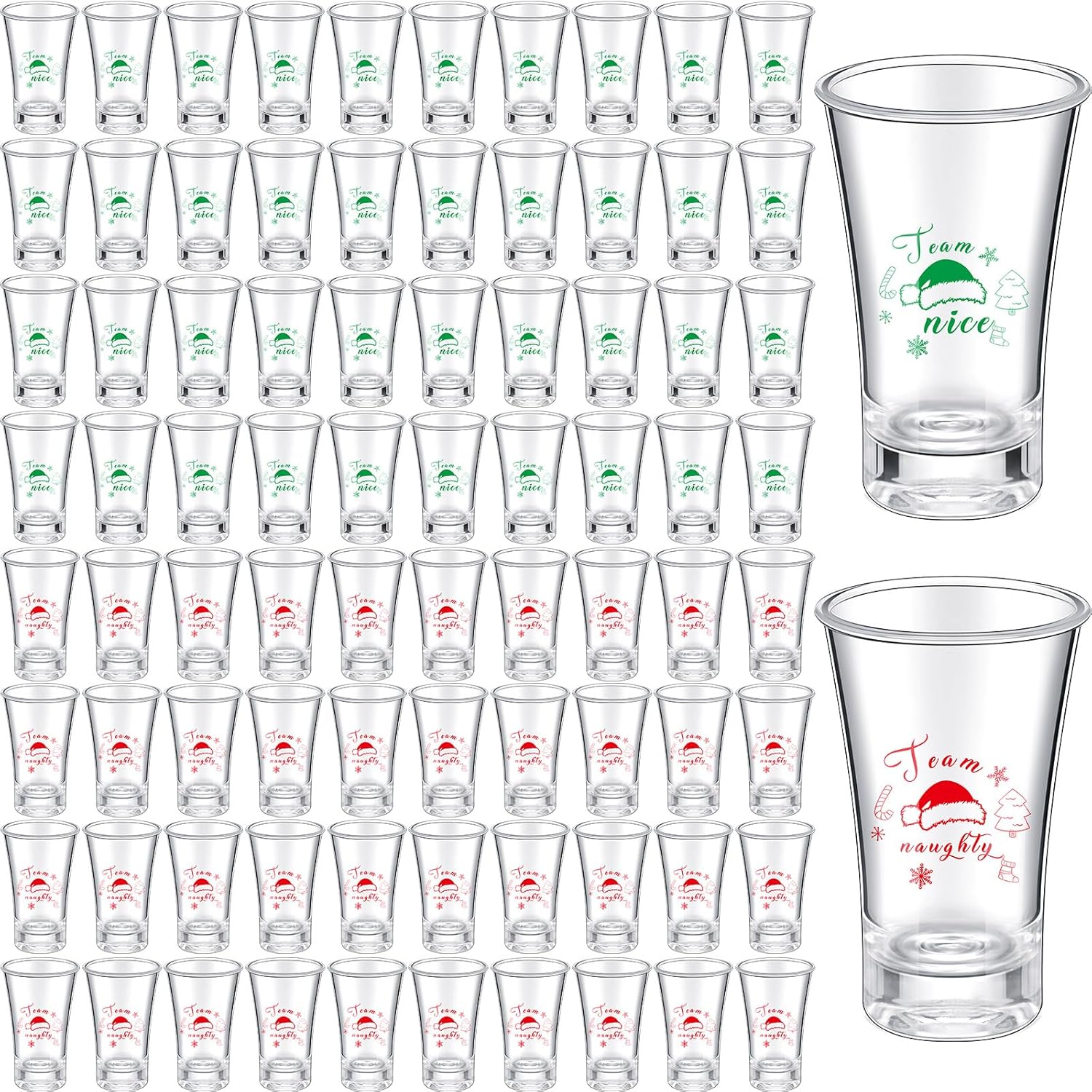 Amazon.com | Suttmin Christmas Plastic Shot Glasses 1.2 oz Green Red ...