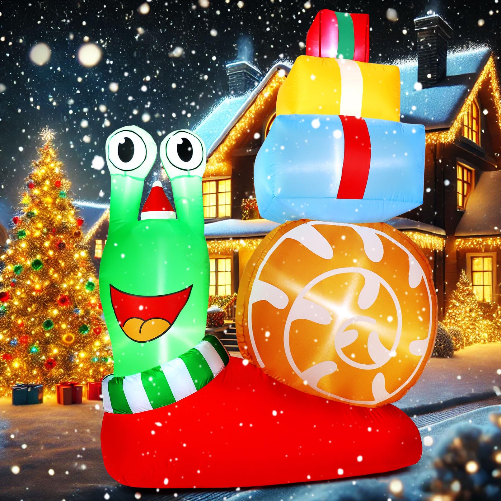 Amazon.com: 6 FT Funny Christmas Inflatables Snail with a Stack of ...