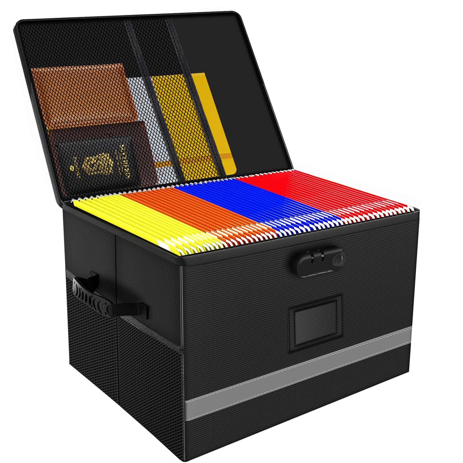 Buy Grarg Fireproof File Box, Collapsible File Organizer with Code Lock ...