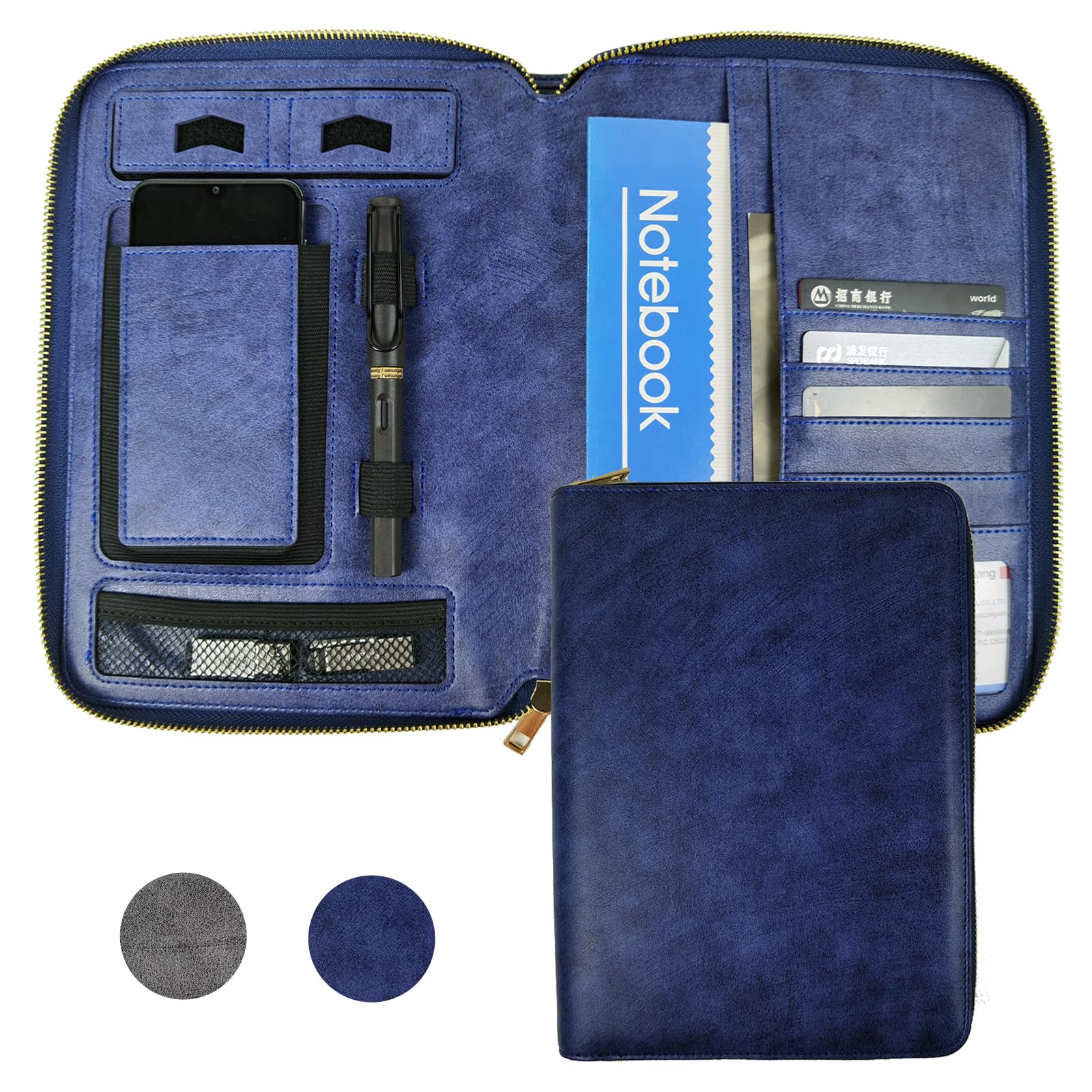 Amazon.com : PU Leather Planner Zipper Case|Business Portfolio ...