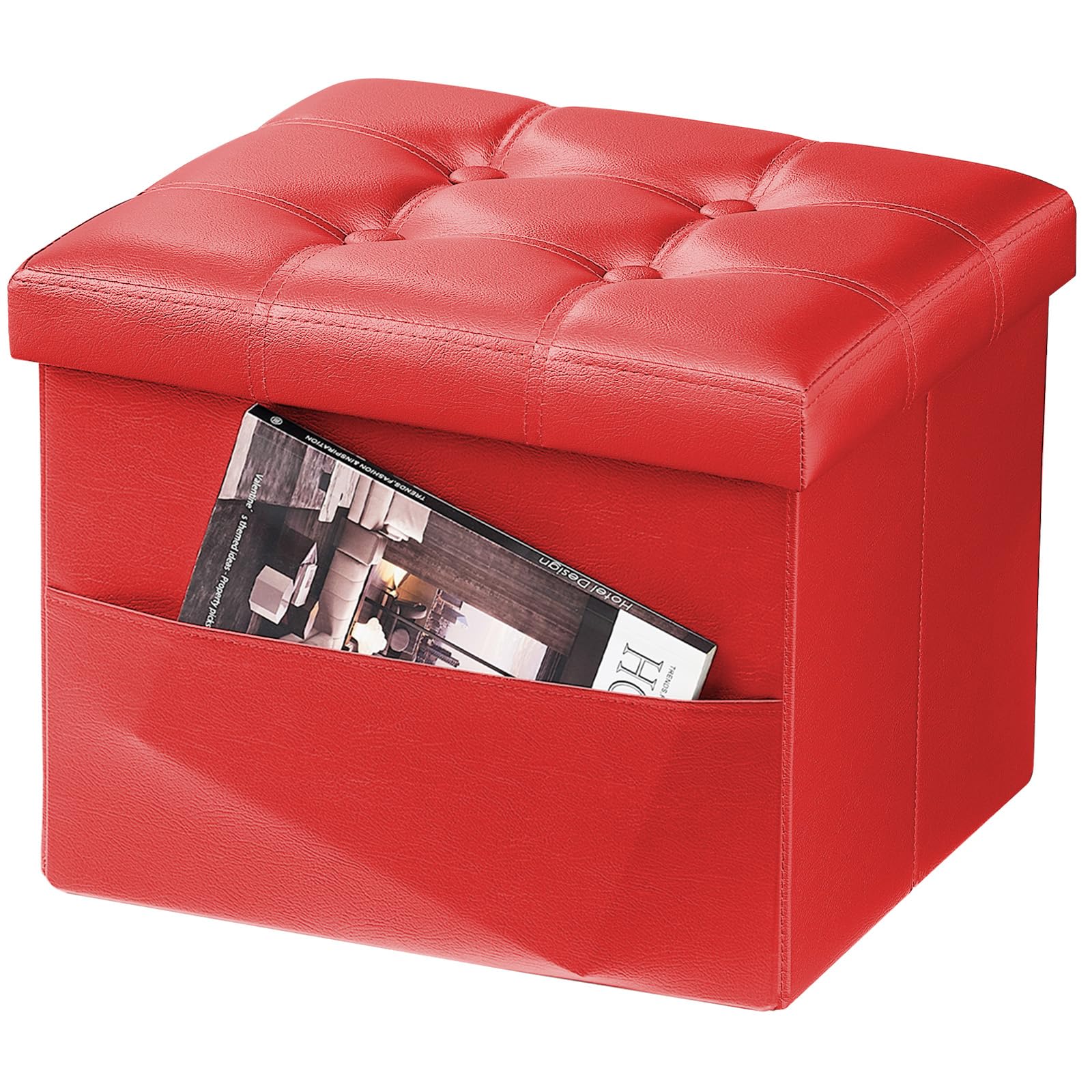 Amazon.com: AmasSmile Red Storage Ottoman Folding Foot Rest Stool with ...