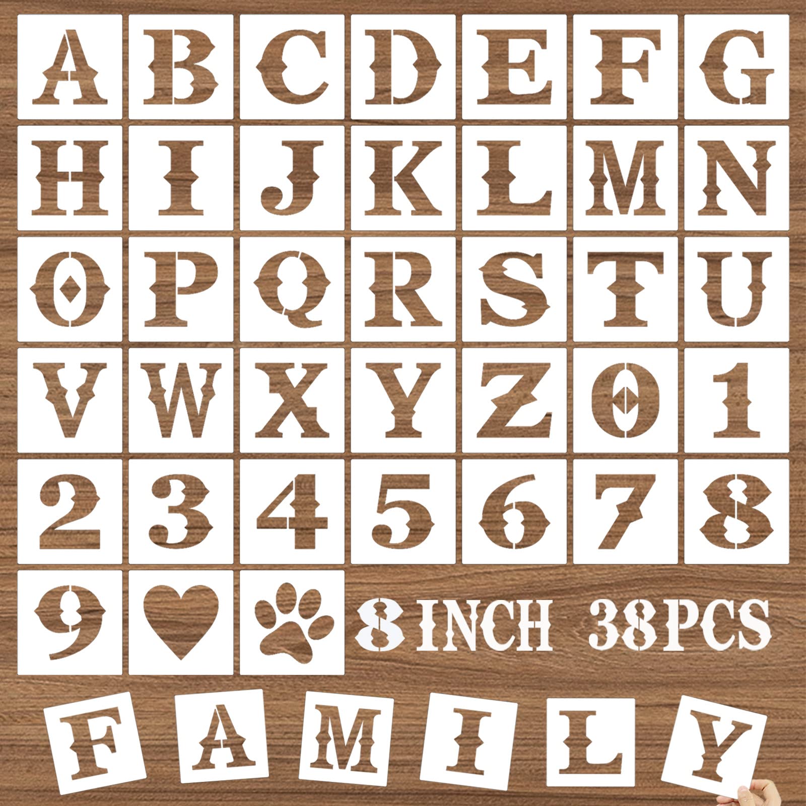 Amazon.com : DZXCYZ 8 Inch Letter Stencils and Numbers, 38 Pcs Alphabet ...