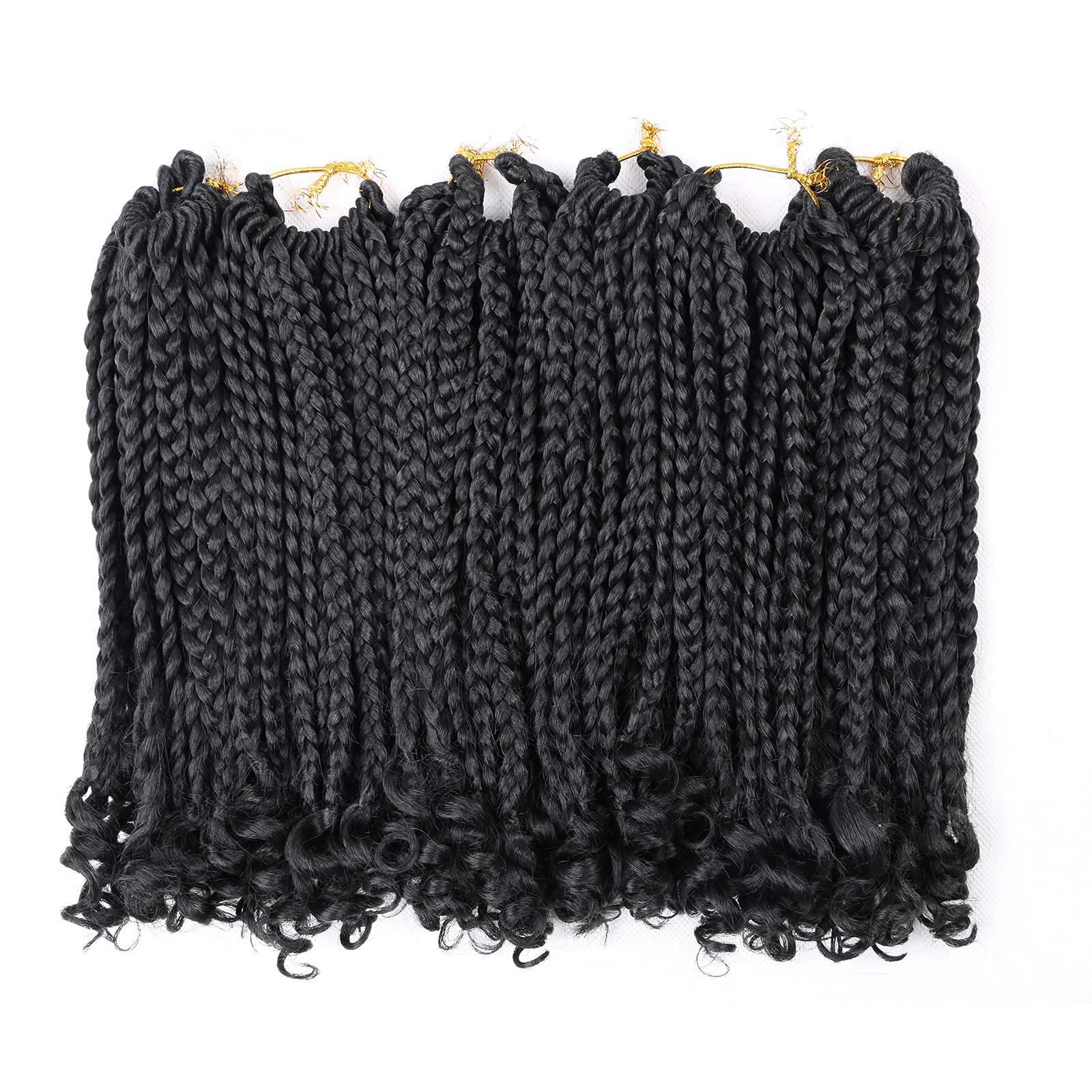 10 inch Bob Box Braid Crochet Hair with Curly Ends 6 Packs Synthetic ...