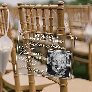 Amazon.com: Bfigift Customized Photo Reserved Signs for Wedding Chairs ...