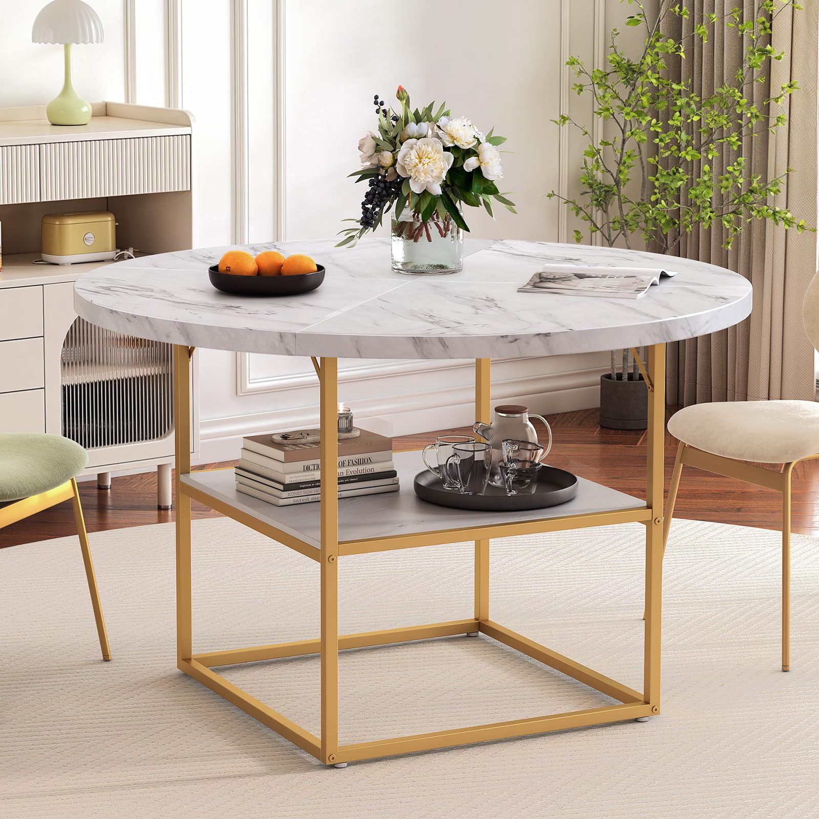 Snapklik.com : ONBRILL 47.24 Inch Round Dining Table For 4-6 People ...