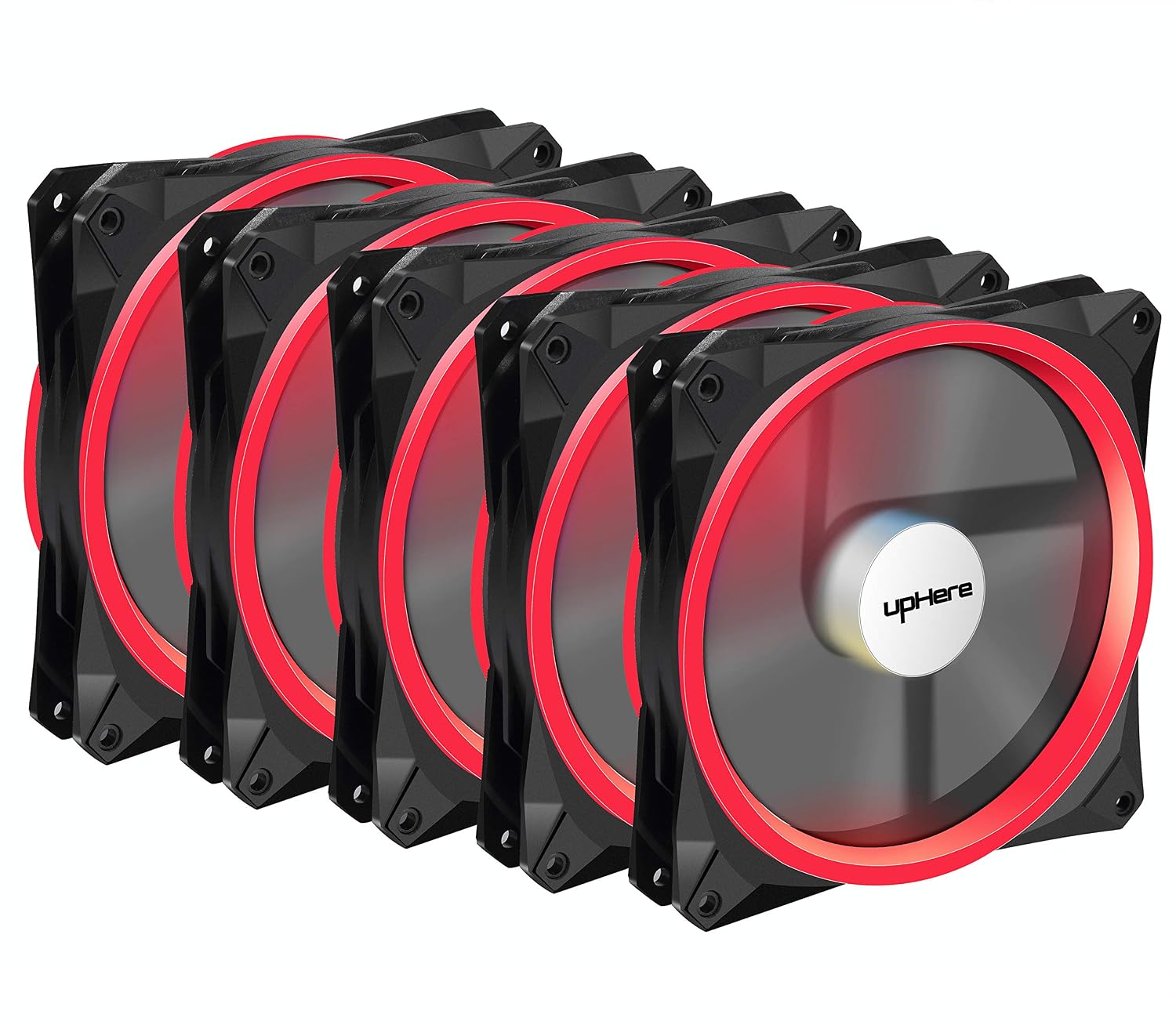 upHere Halo Ring Led 140mm case Fan 5 Pack Hydraulic Bearing Quiet ...