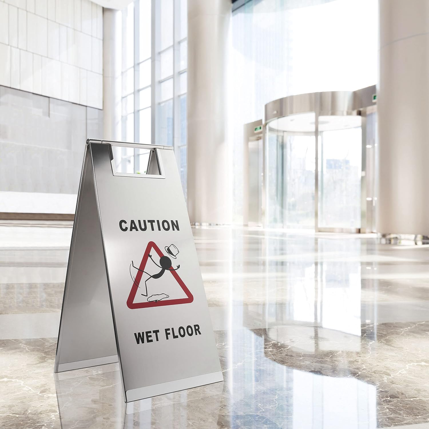 Kitchen Wet Floor Caution Sign, Stainless Steel Jolli Designs - BigaMart