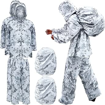 Amazon.com: Cutecrop 2 Sets Winter Camo Suit Hunting Tactical Suit with ...