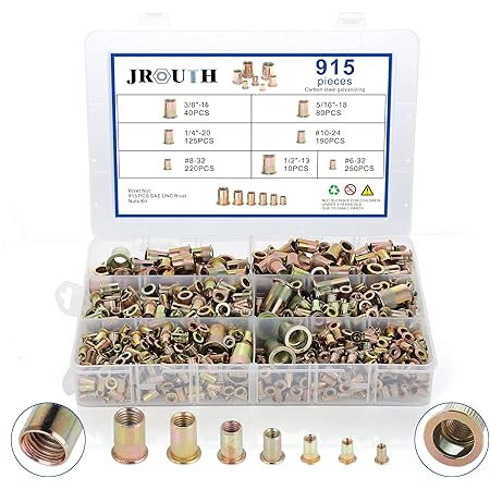 Amazon.com: Rivet Nut, LOKMAN 105PCS Assort 8-32UNC 10-24UNC 1/4"-20UNC ...