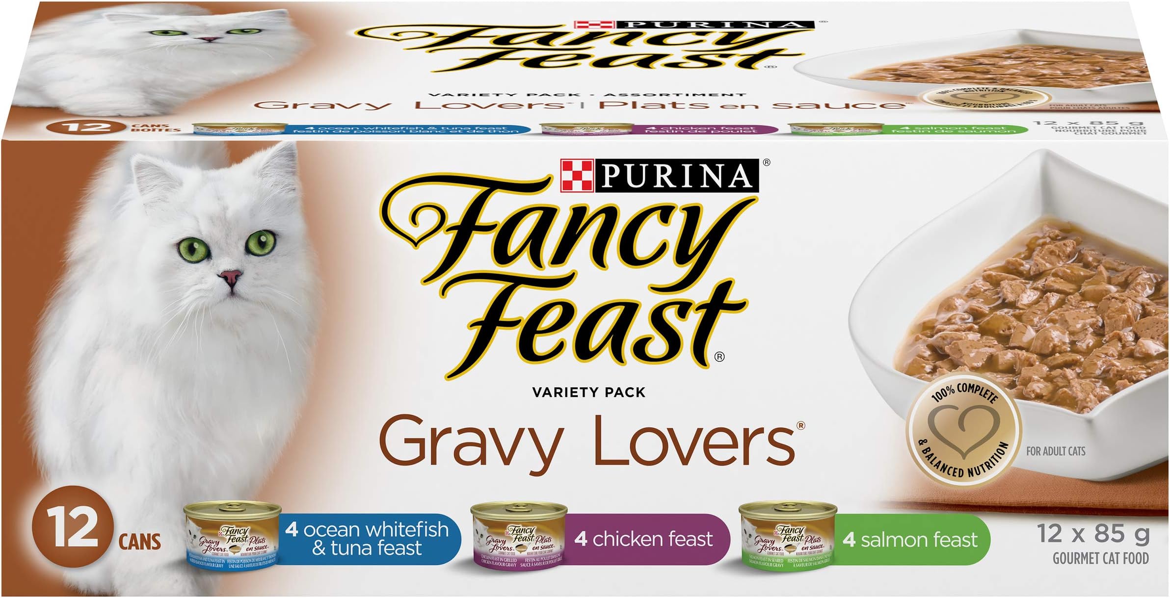 Fancy Feast Wet Cat Food, Gravy Lovers Variety Pack 85 g Cans (12 Pack ...