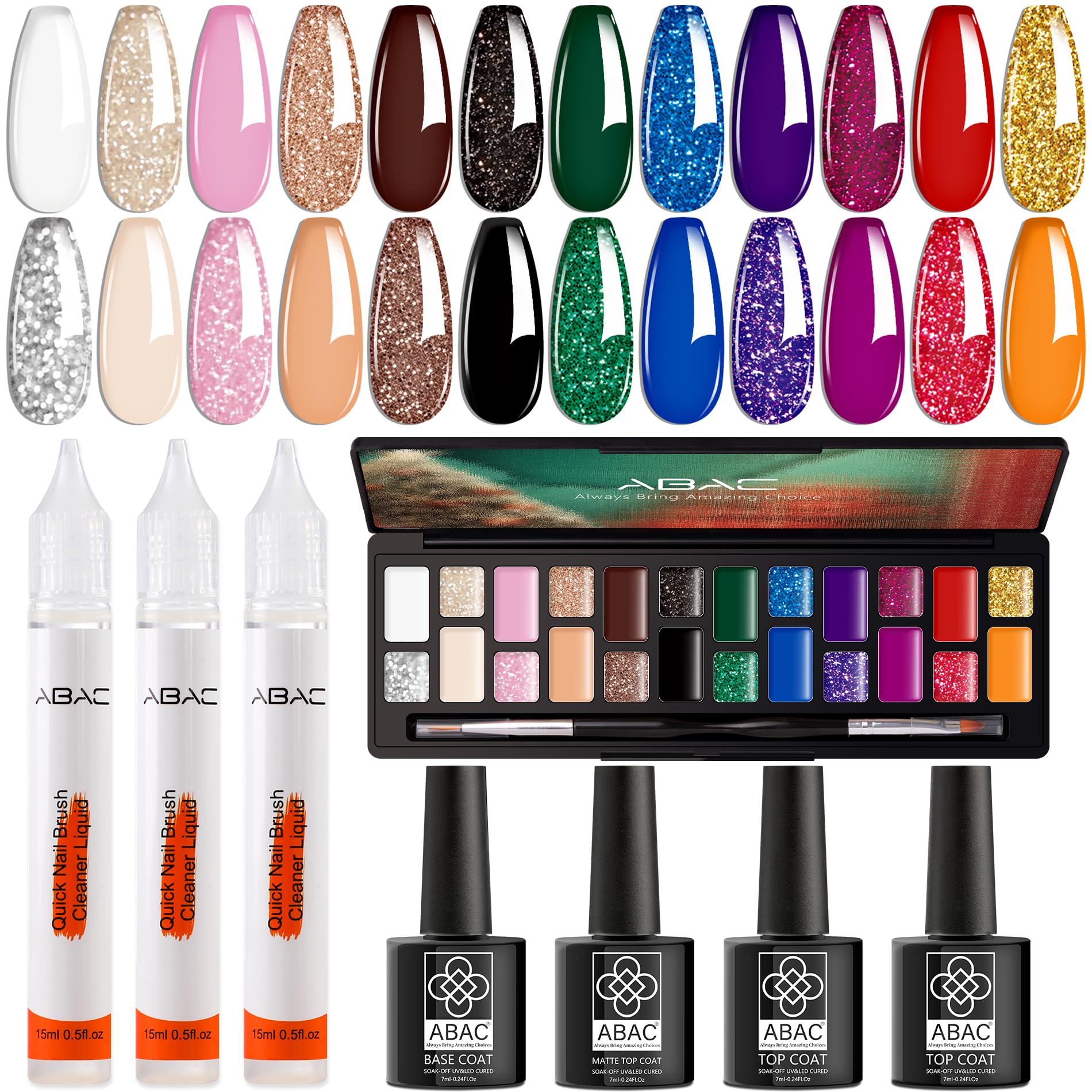 Amazon.com : ABAC 24 Colors Fall&Winter Solid Gel Nail Polish Set,3Pcs ...