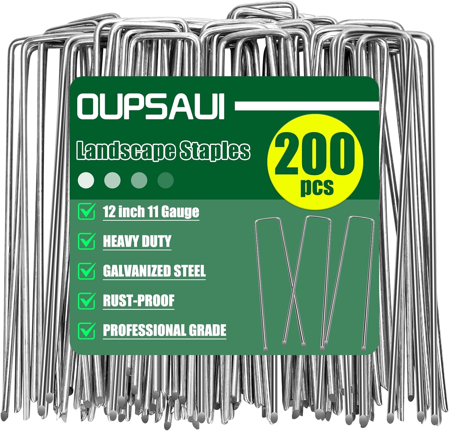 Amazon.com : OUPSAUI 12 Inch 11 Gauge Galvanized Landscape Staples ...