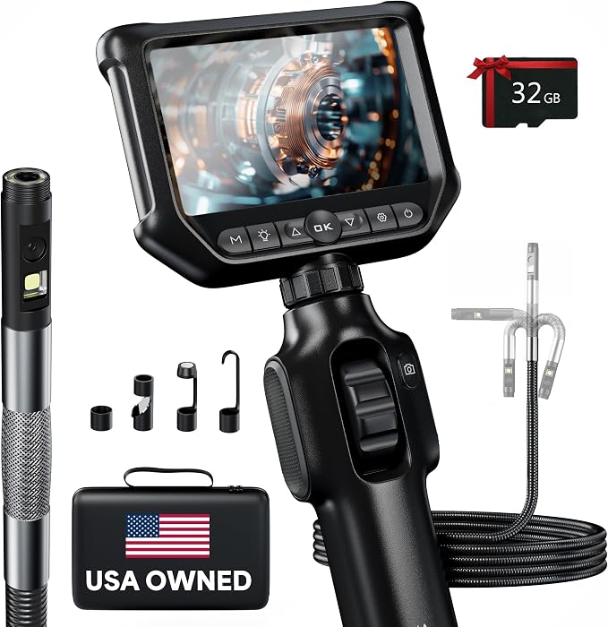 Amazon.com: Two-Way Articulating Borescope, Dual Lens Inspection Camera ...