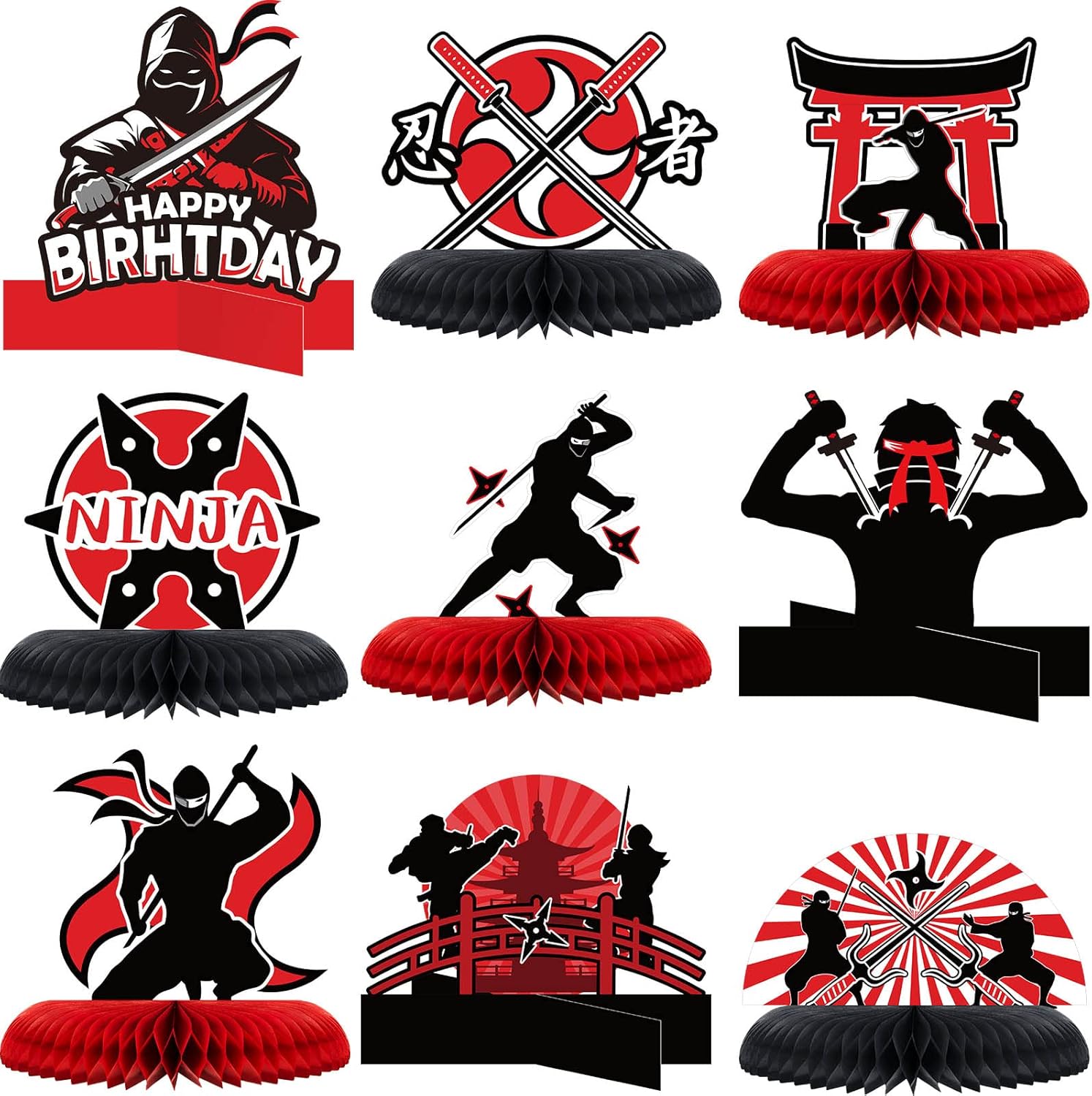 Amazon.com: 9 Pieces Ninja Party Decorations Ninja Warrior Table ...