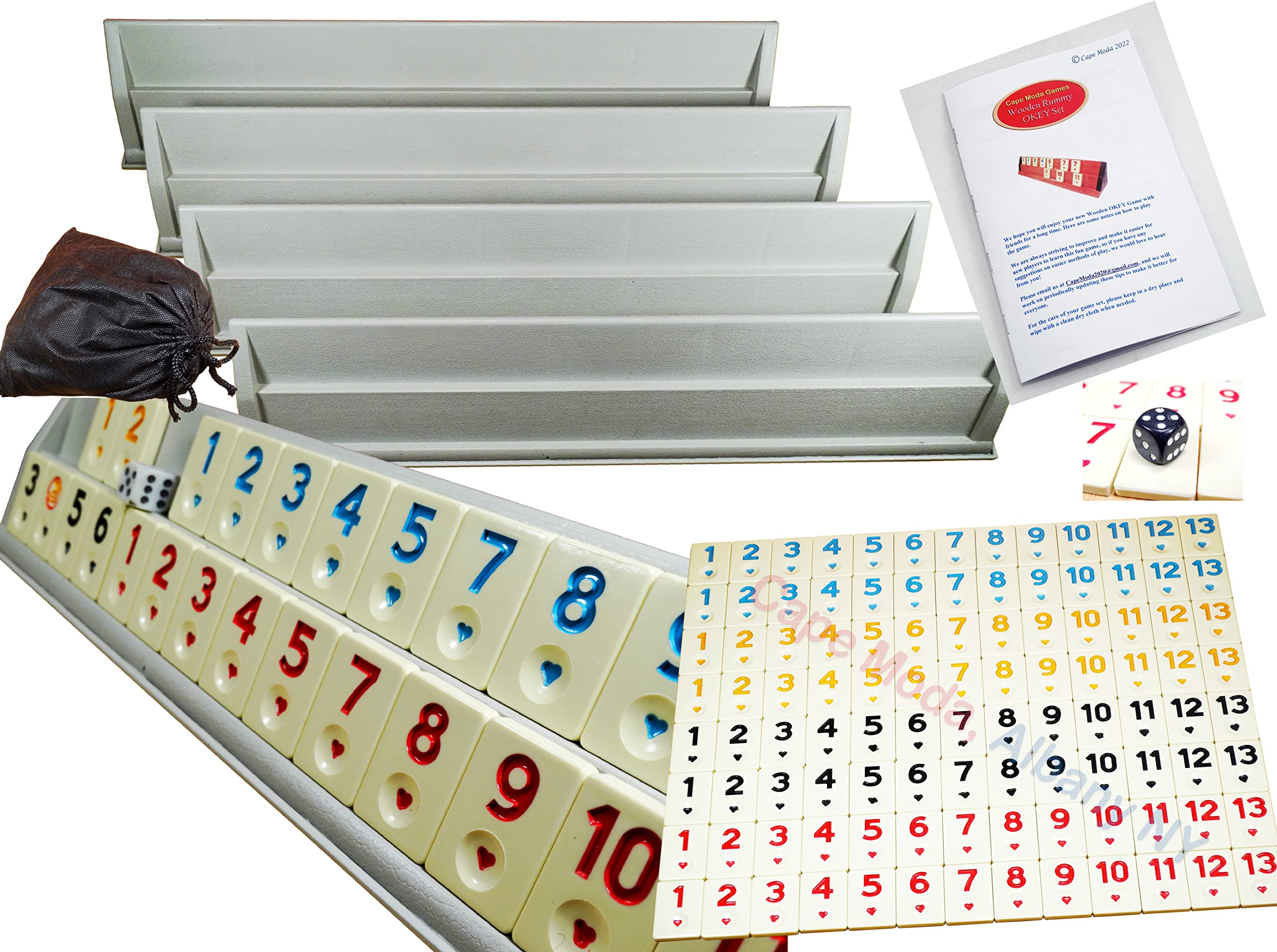 Amazon.com: Cape Moda Large Turkish Plastic Rummy Okey Set Bundle ...