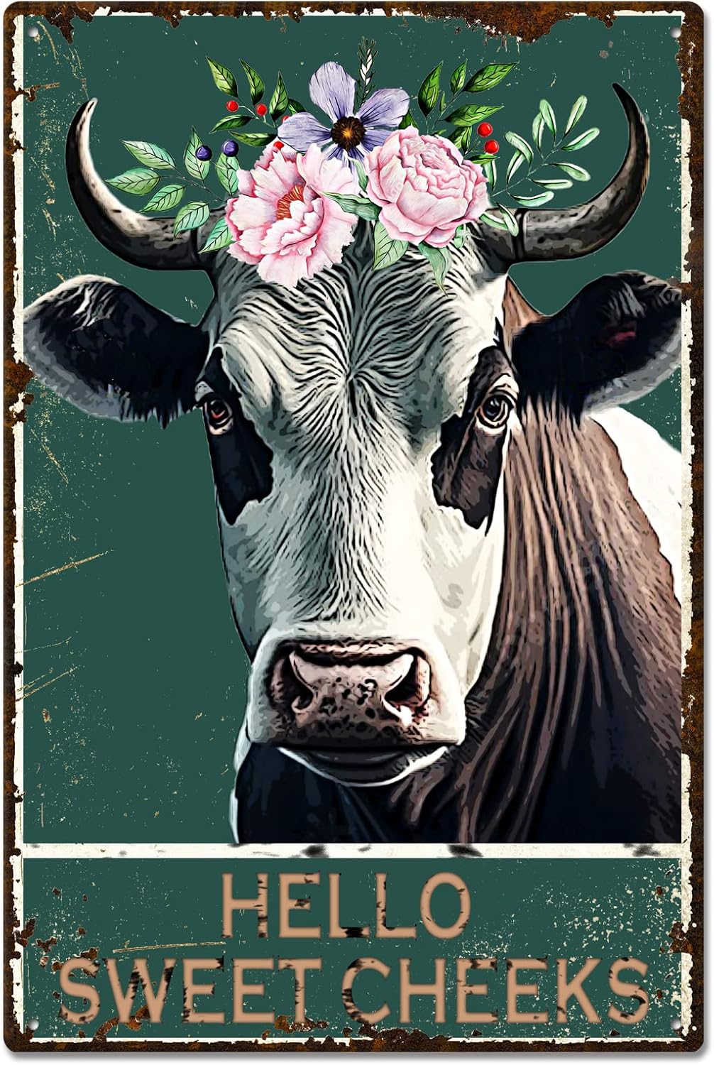 Amazon.com: Funny Hello Sweet Cheeks Metal Tin Sign Cow Vintage Quote ...