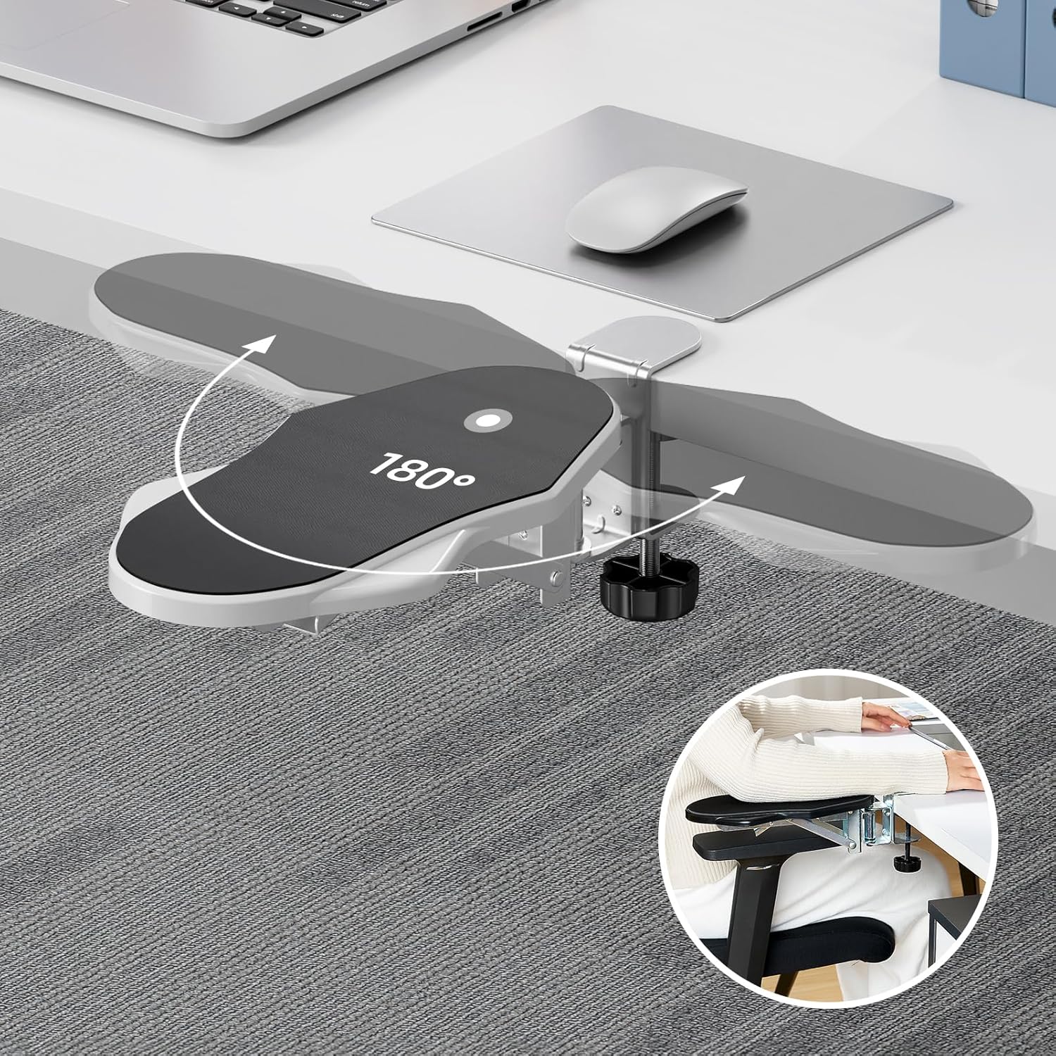 CABTE Computer Arm Rest for Desk,180° Adjustable Rotating Ergonomics ...