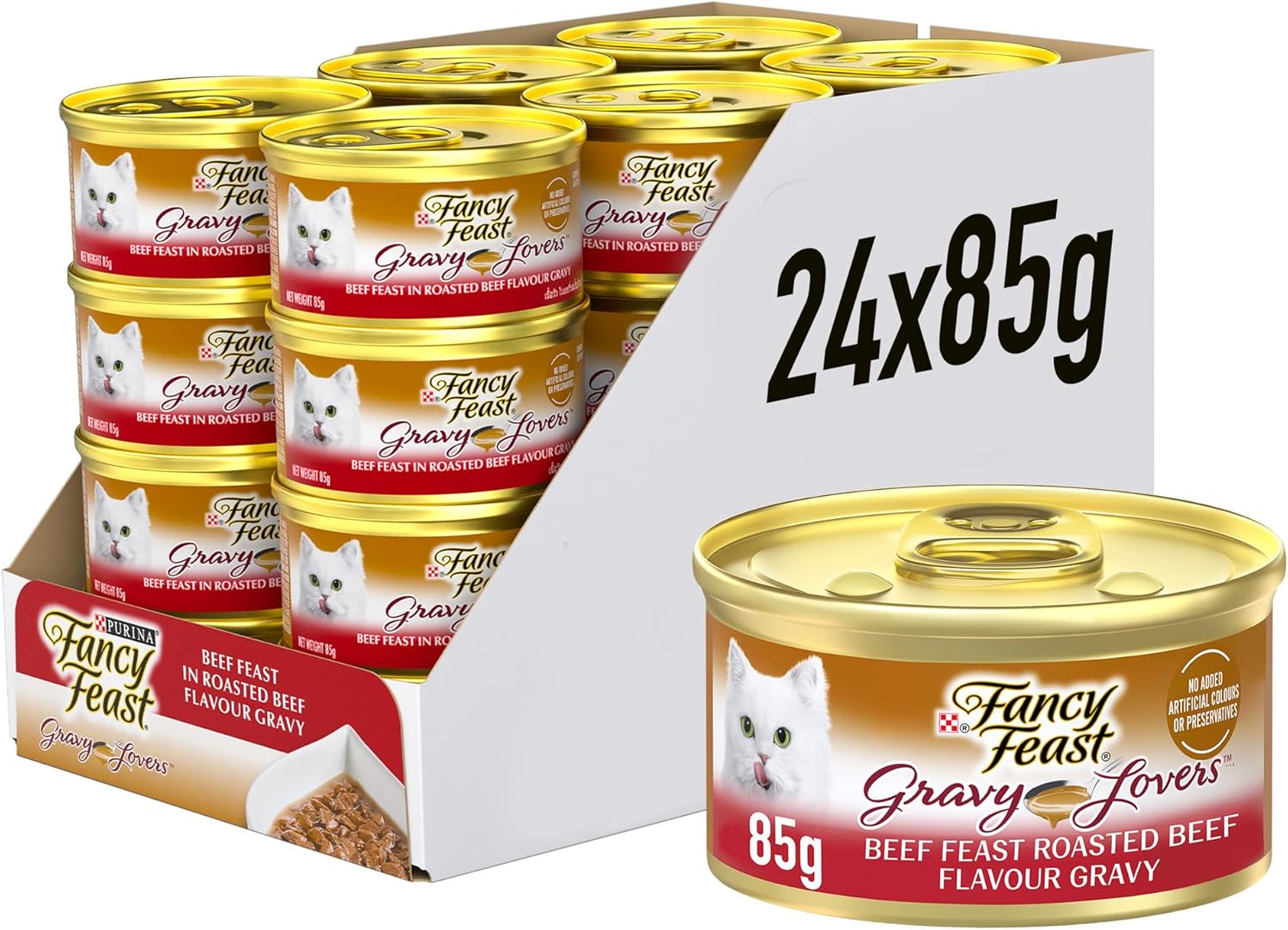 Purina Fancy Feast Gravy Lover Beef Wet Cat Food 85g (Pack of 24 ...