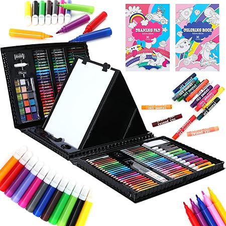 Amazon.com: Sunnyglade 185 Pieces Double Sided Trifold Easel Art Set ...