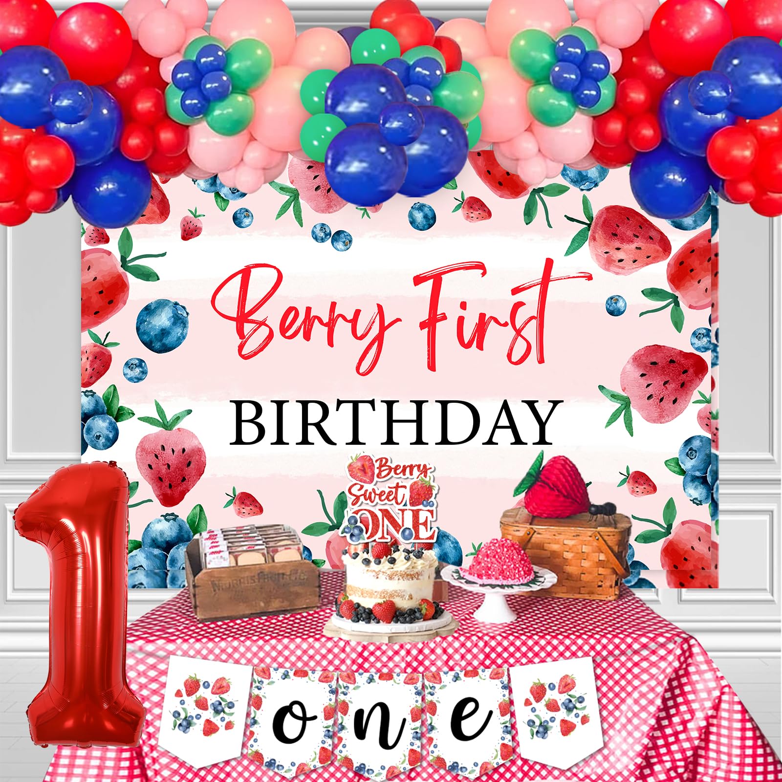 Sweet One Birthday Party Decorations Strawberry 1st Birthday ...