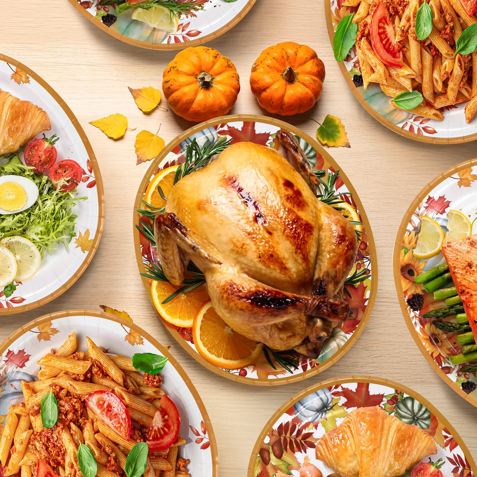Snapklik.com : 50PCS Thanksgiving Oval Paper Plates -10" X 12" Heavy ...