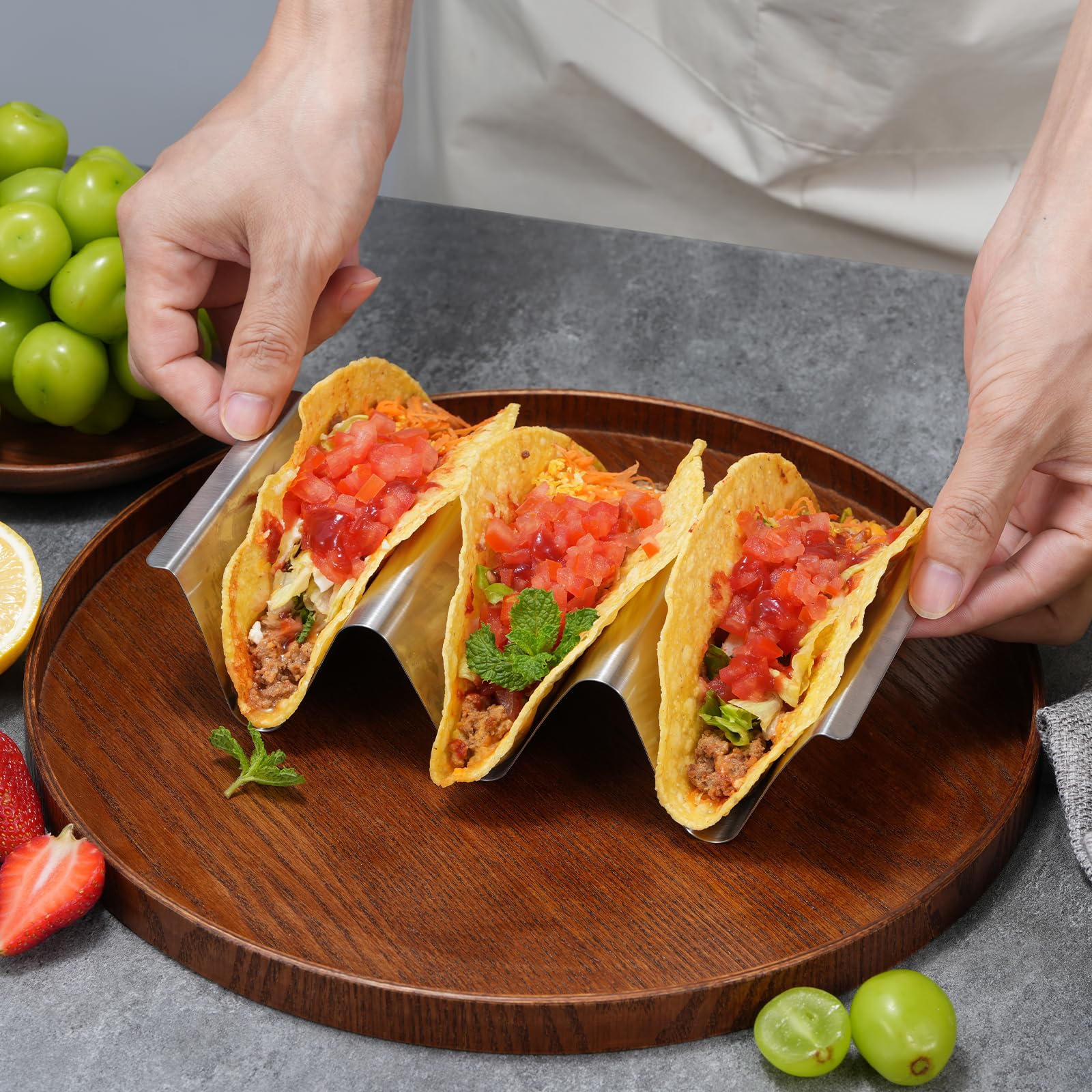 Snapklik.com : Taco Holder Stand, 6 Packs Stainless Steel Taco Rack ...