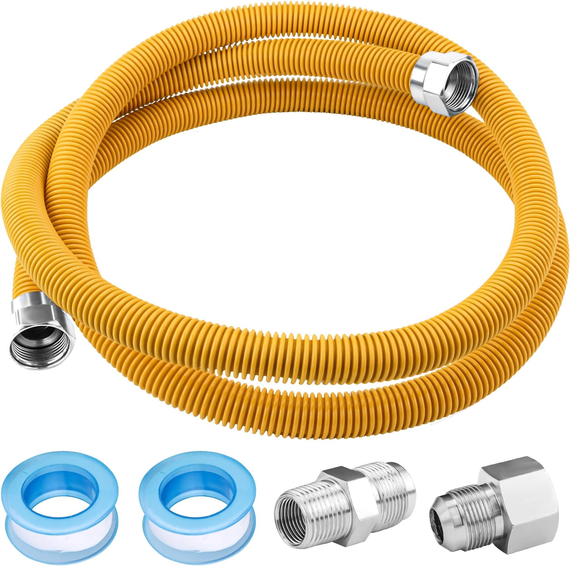 Grehitk 48Inch Gas Hose Connector Kit with 2 Elbow Fittings, 3/4 Quick ...