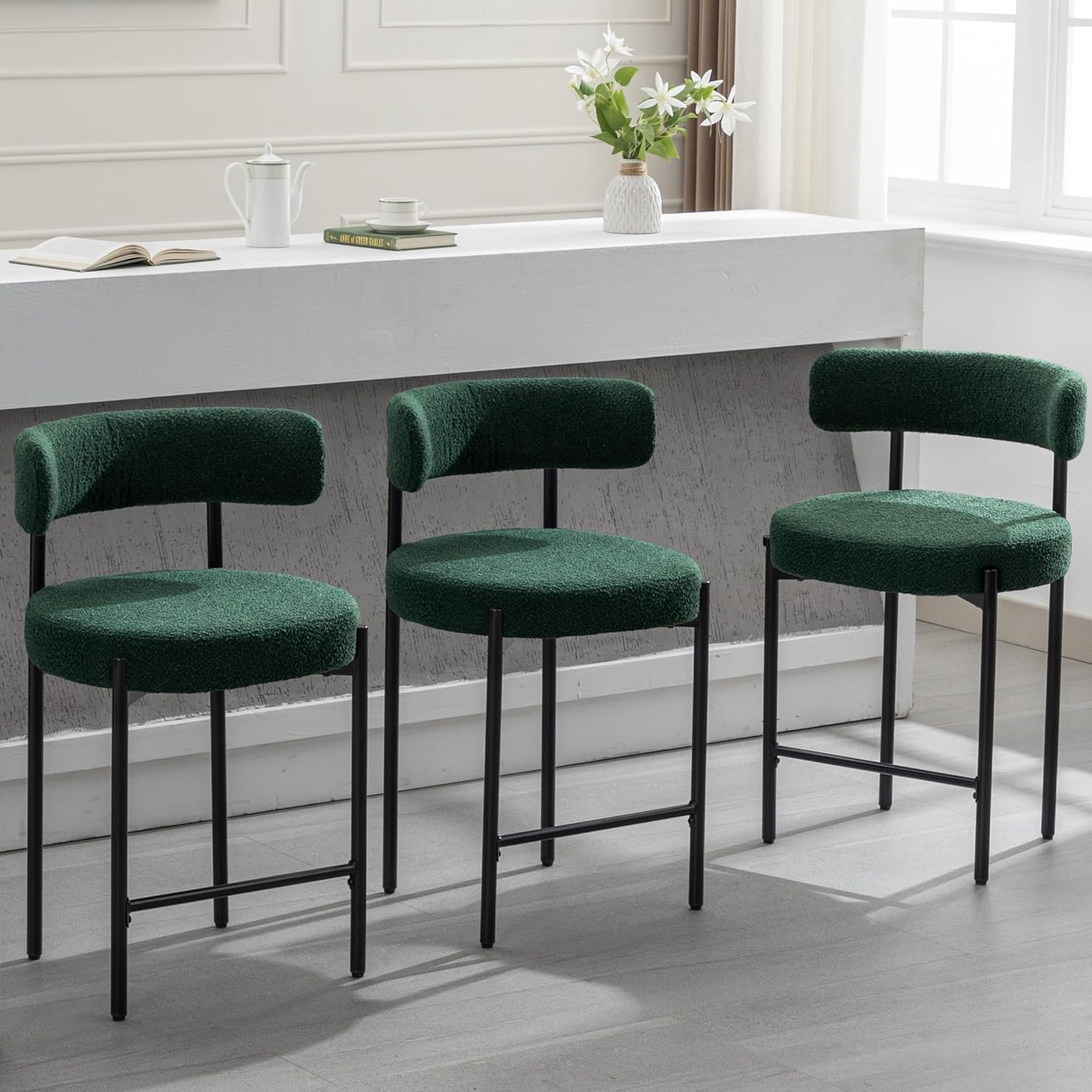 Amazon.com: Forsalund Counter Height Bar Stools, 24'' Green Bar Stools ...