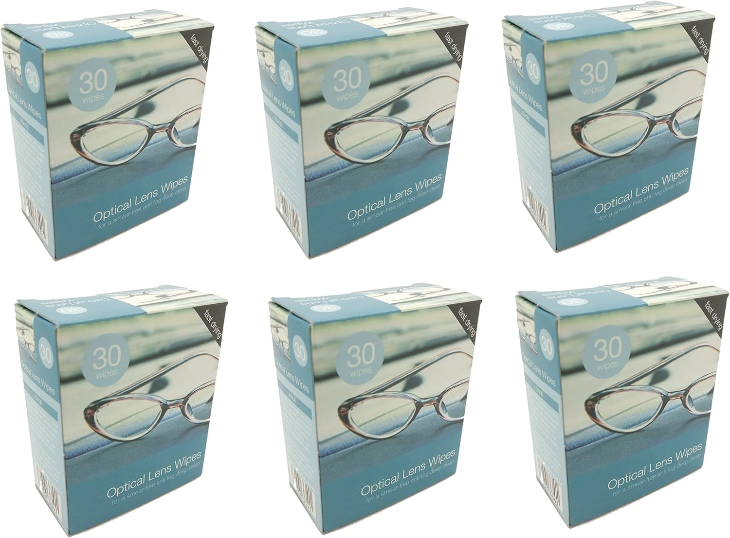 Pack of 6 - Optical Lens Wipes (30 wipes /pk) - For Smear-Free Anti Fog ...
